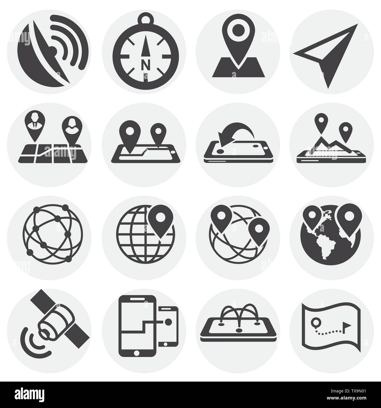 Geolocation related icons set on background for graphic and web design ...