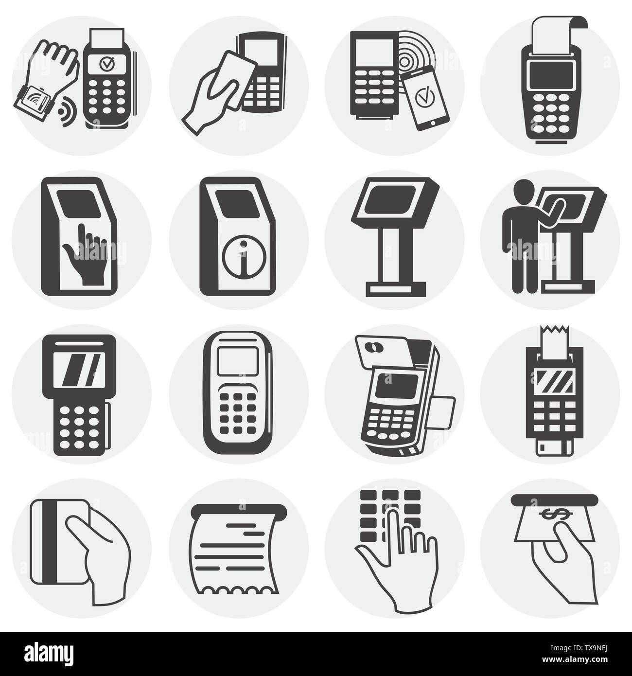 Pos terminal icons set on background for graphic and web design. Simple ...