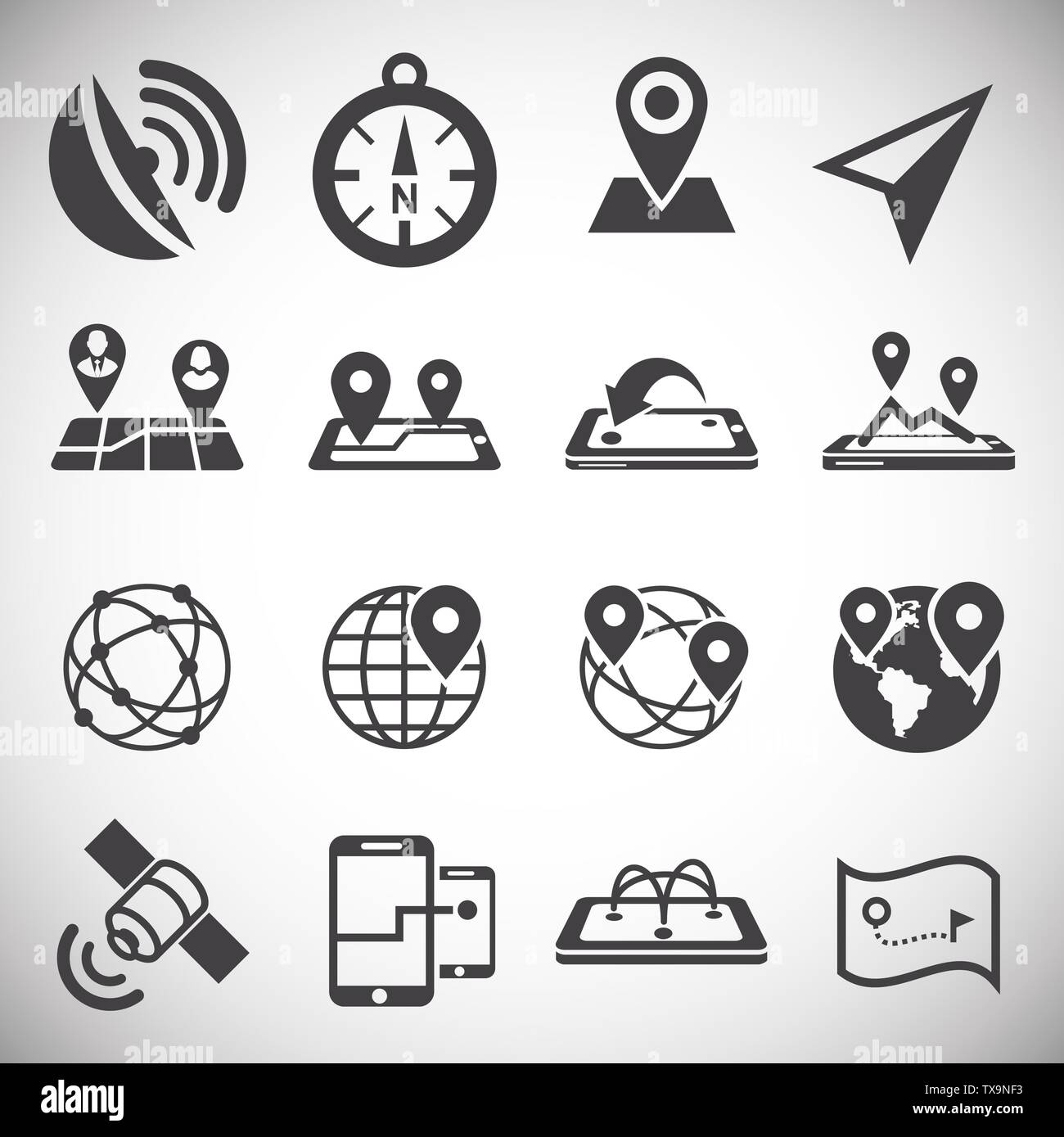 Geolocation related icons set on background for graphic and web design ...