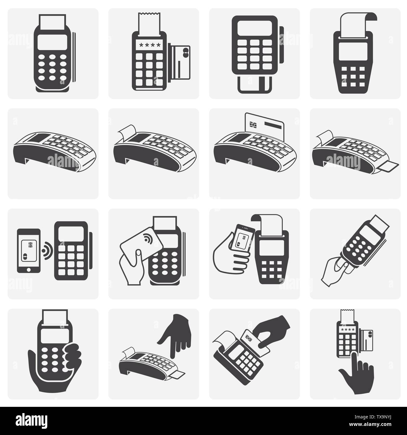 Pos terminal icons set on background for graphic and web design. Simple ...
