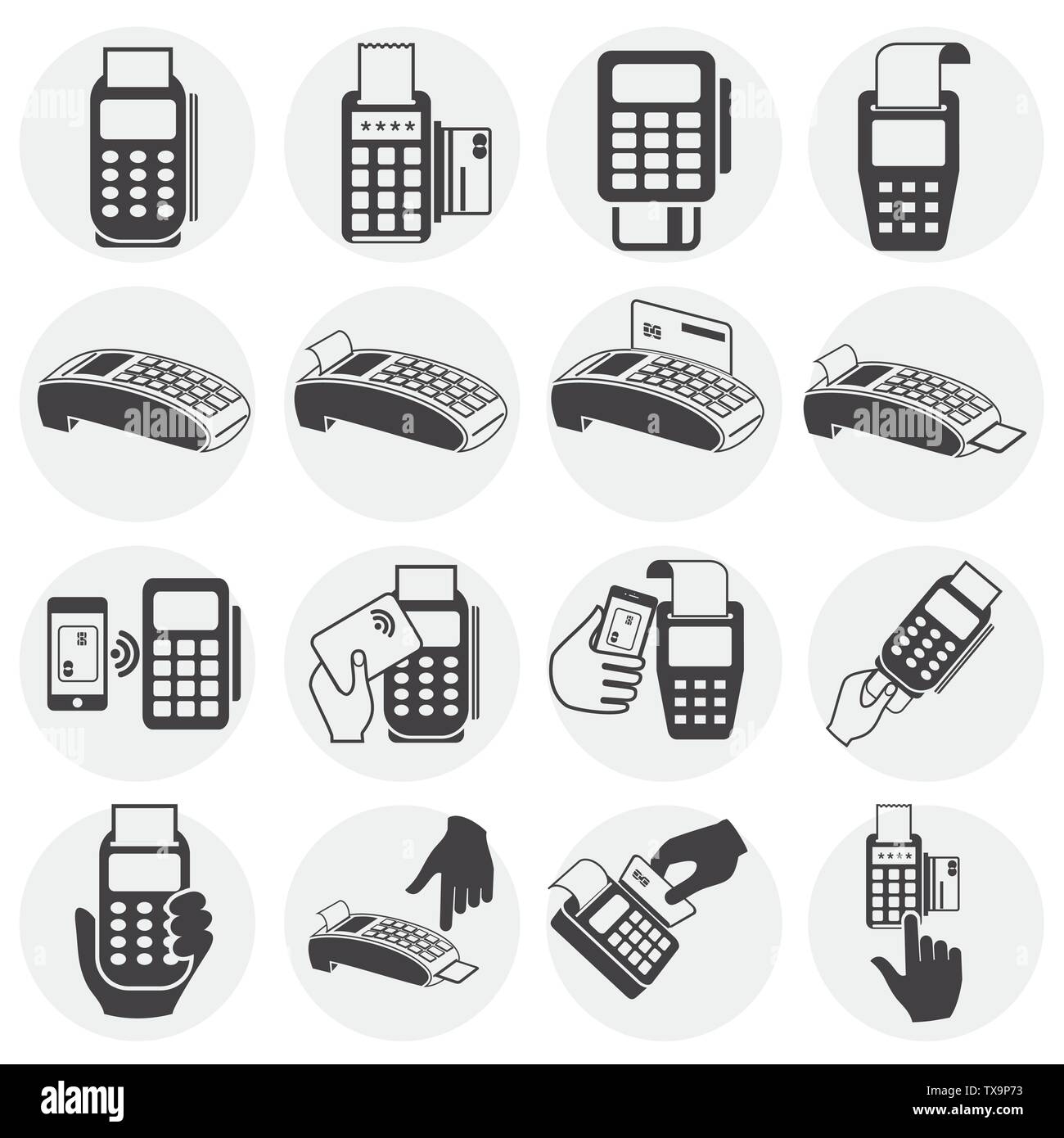 Pos terminal icons set on background for graphic and web design. Simple ...