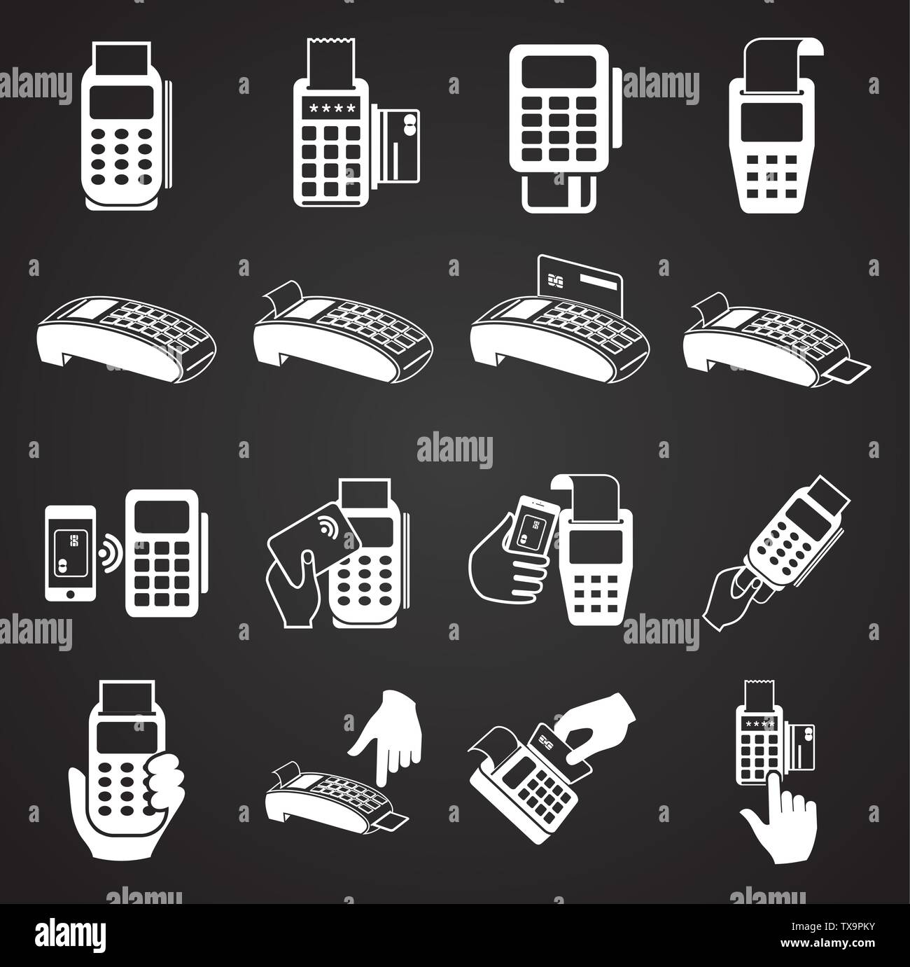 Pos terminal icons set on background for graphic and web design. Simple ...