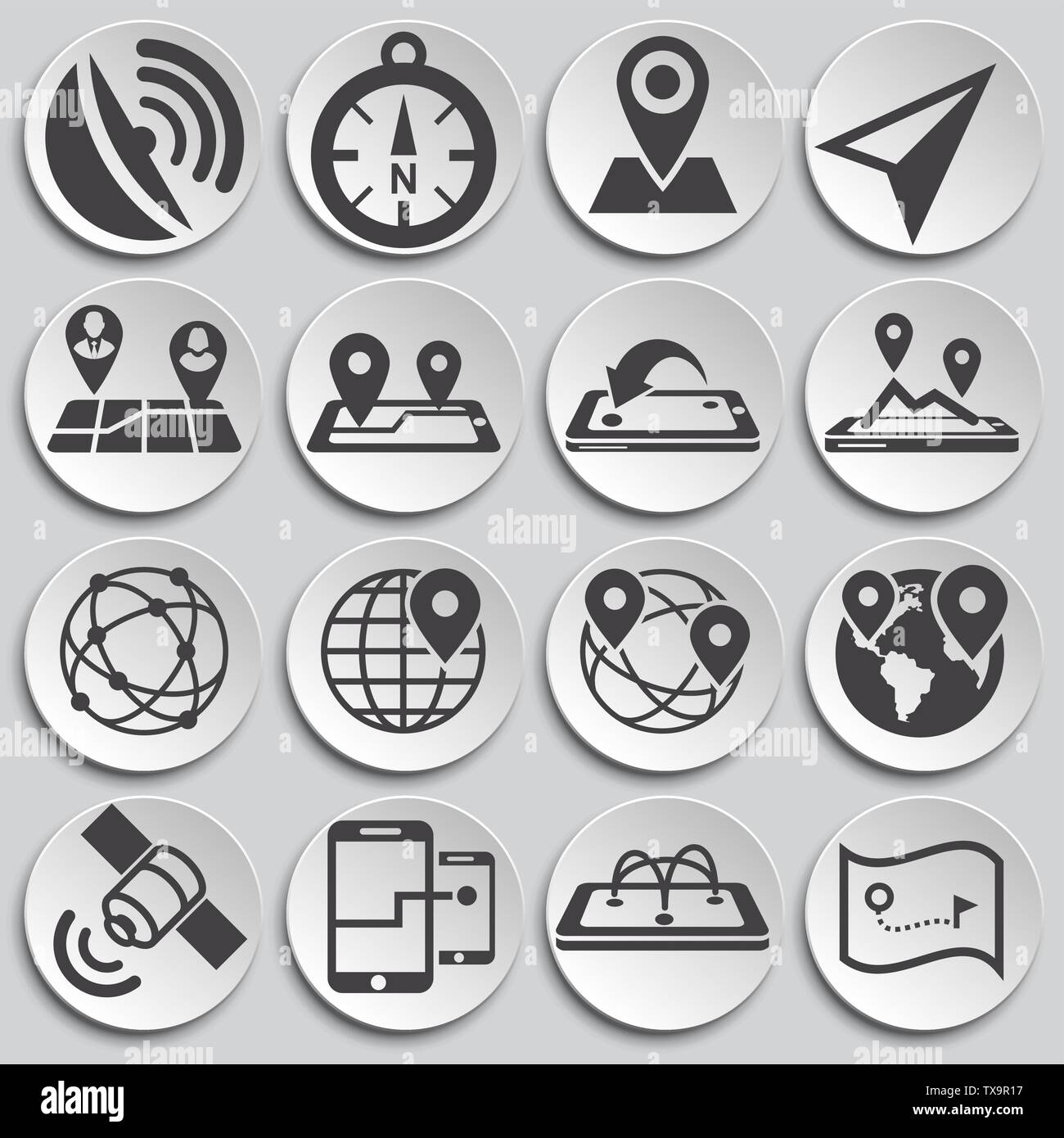 Geolocation related icons set on background for graphic and web design ...