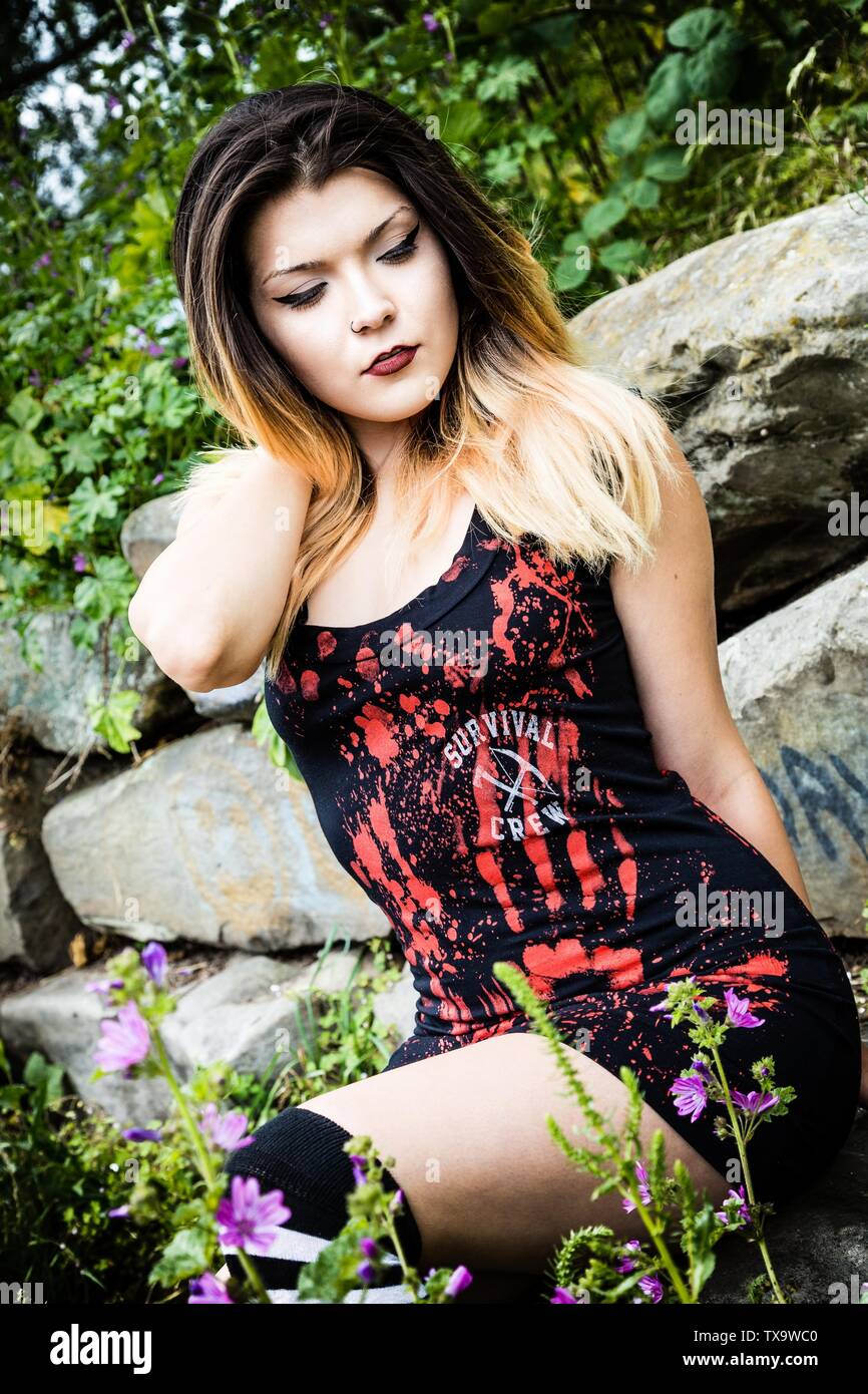 Red hair zombie girl hi-res stock photography and images - Alamy