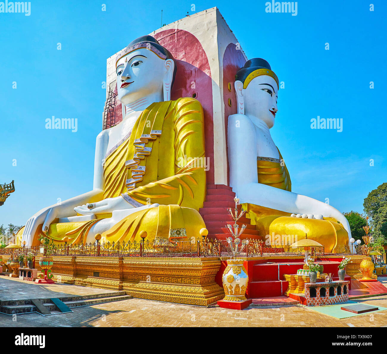 The great Buddha statues of Kyaik Pun Pagoda are famous as four Buddhas ...