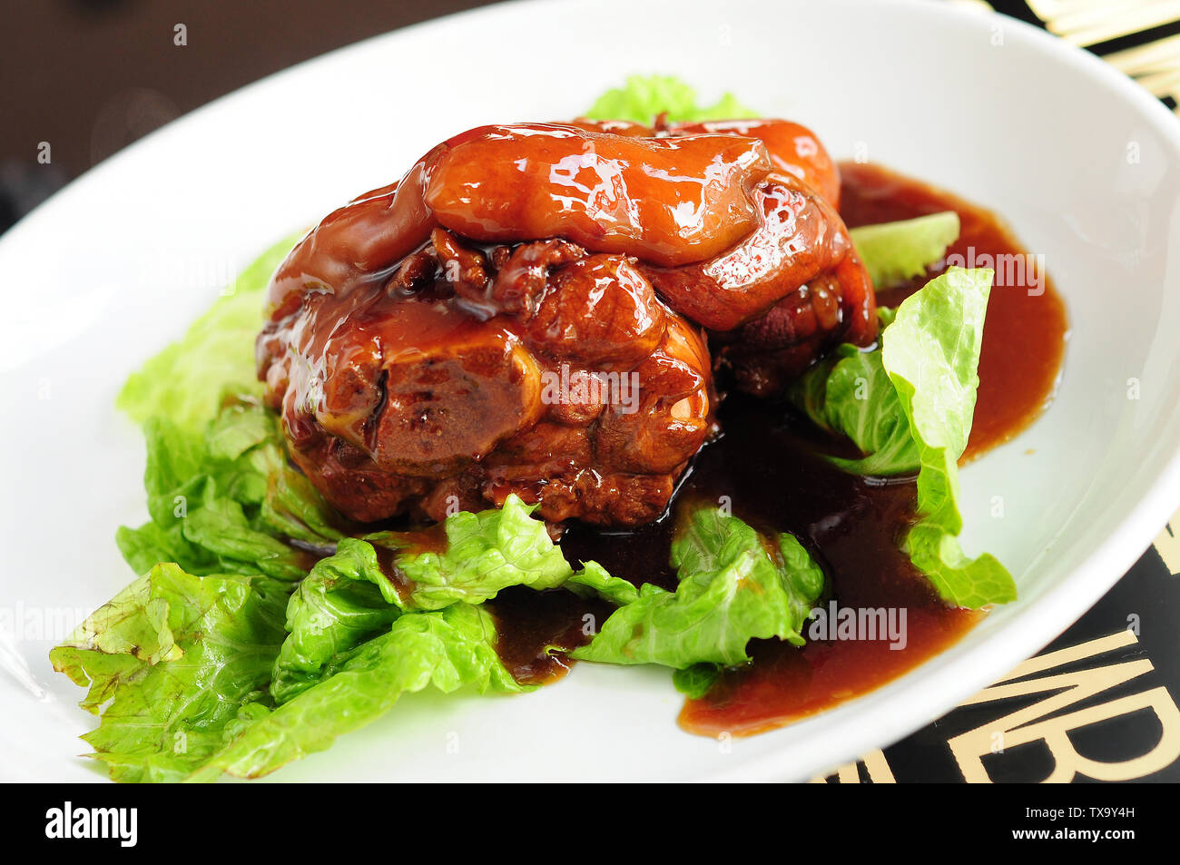 Red chop pig's hoof Stock Photo - Alamy