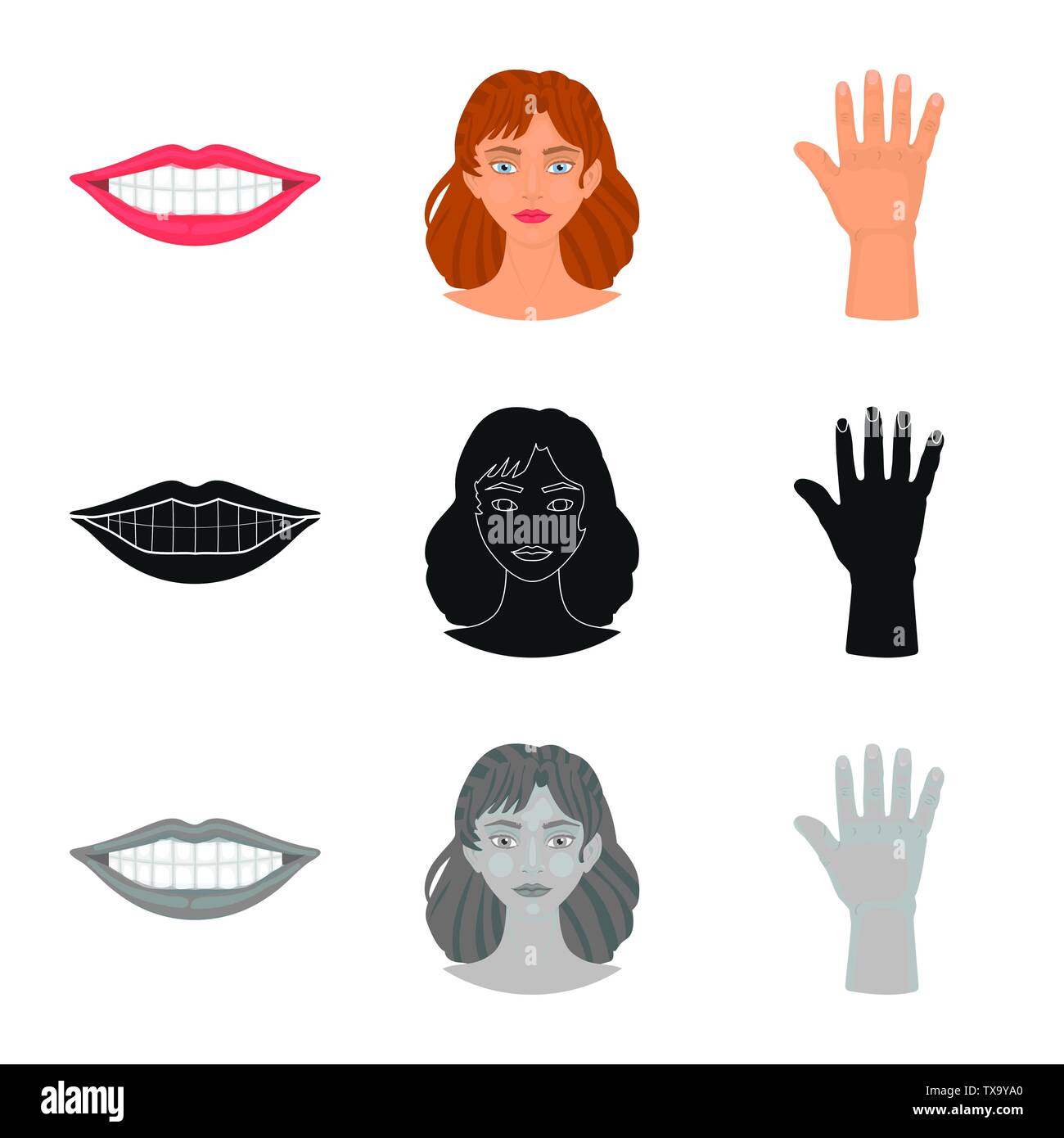 Vector design of body and part icon. Collection of body and anatomy ...