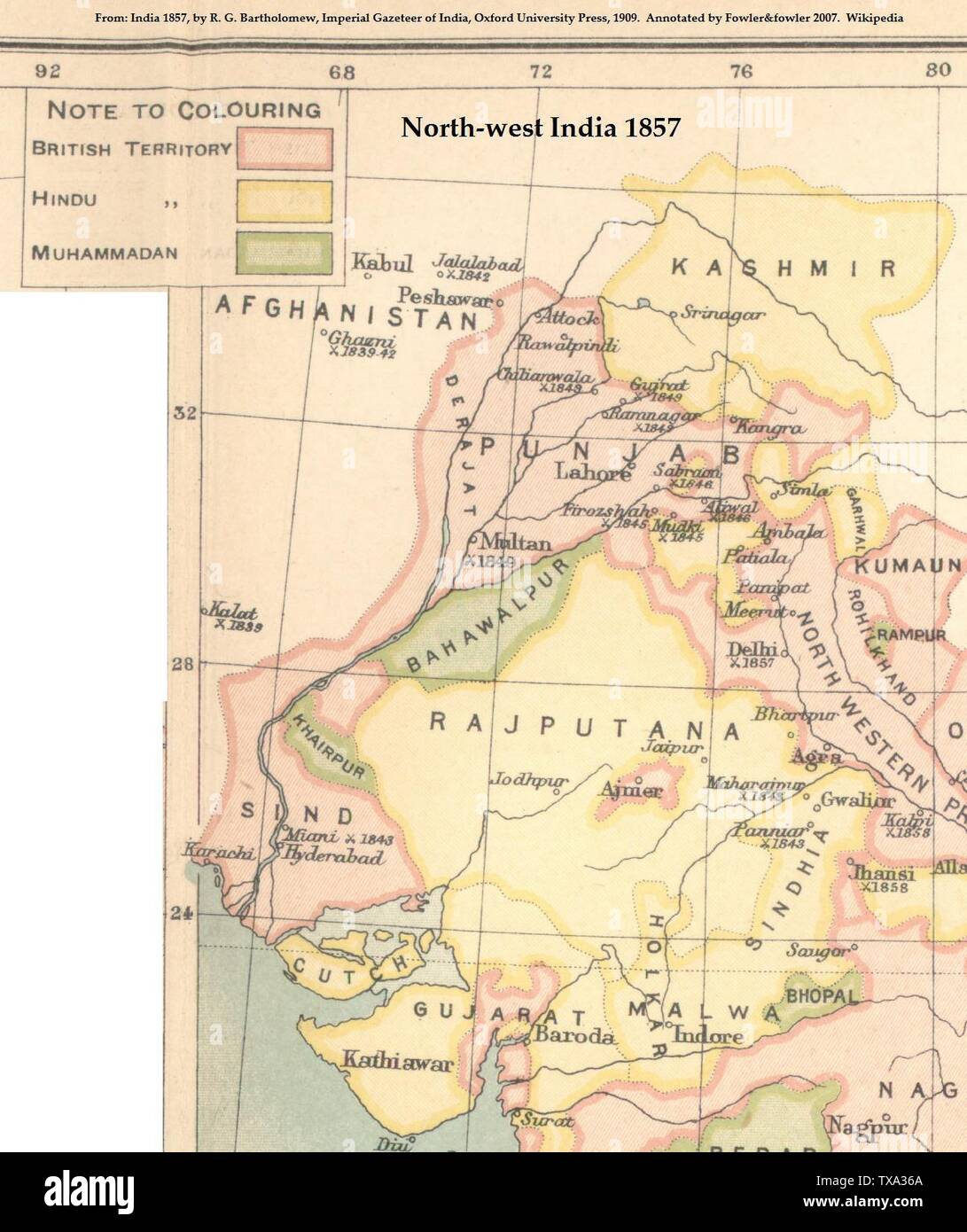 India map 1857 hi-res stock photography and images - Alamy