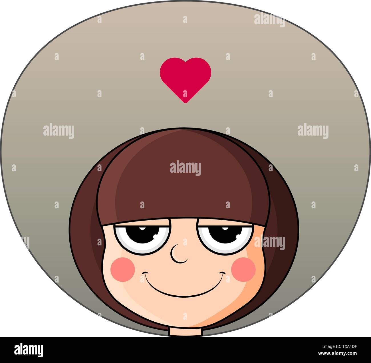 Head of cute girl with heart over head. Smug expression Stock Vector ...