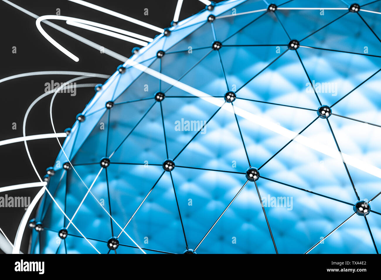 Three-dimensional rendering, sphere lines and nodes Stock Photo - Alamy