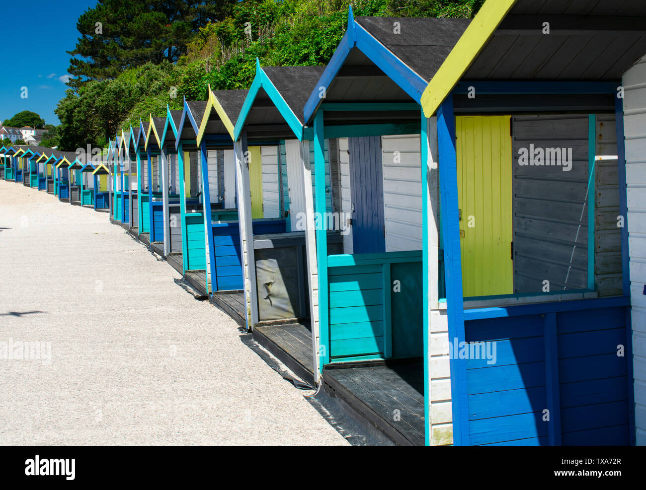 Beach Huts at Swanpool Beach Stock Photo - Alamy