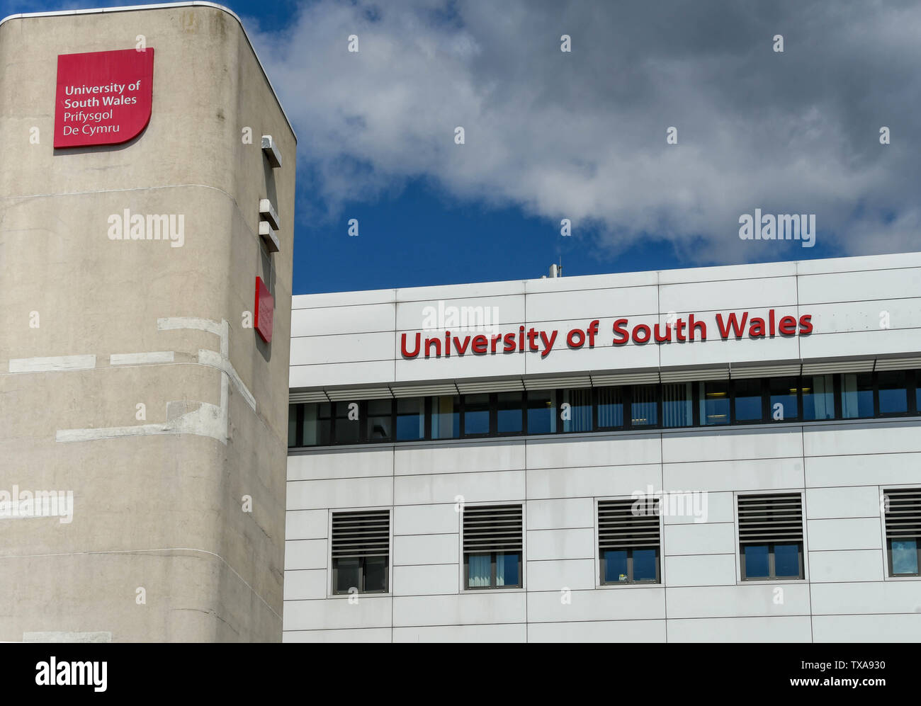 CARDIFF, WALES - JUNE 2019: Sign on the outside of the University of ...