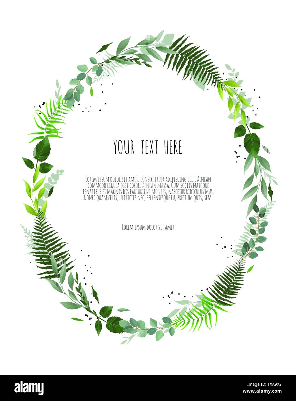 Floral vector round frame with branches leaves foliage Stock Vector ...