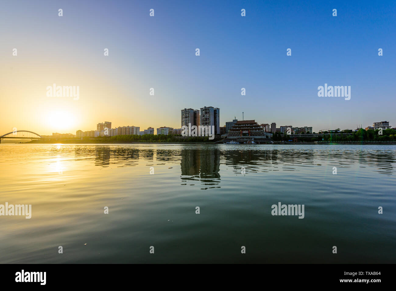 Landscape along the Zijiang River in Shaoyang, Hunan Province Stock ...