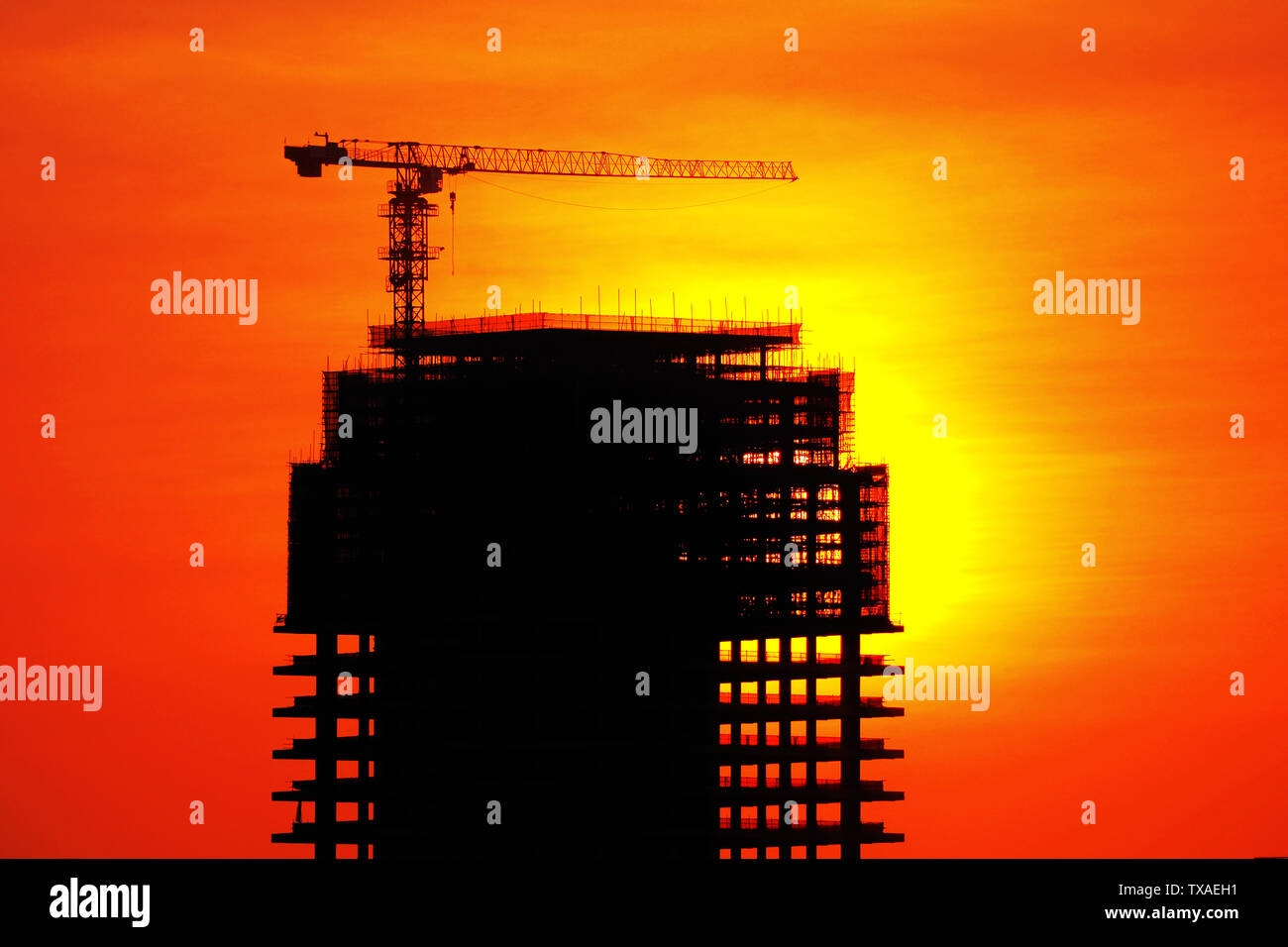 Oriental red sun rise Stock Photo - Alamy