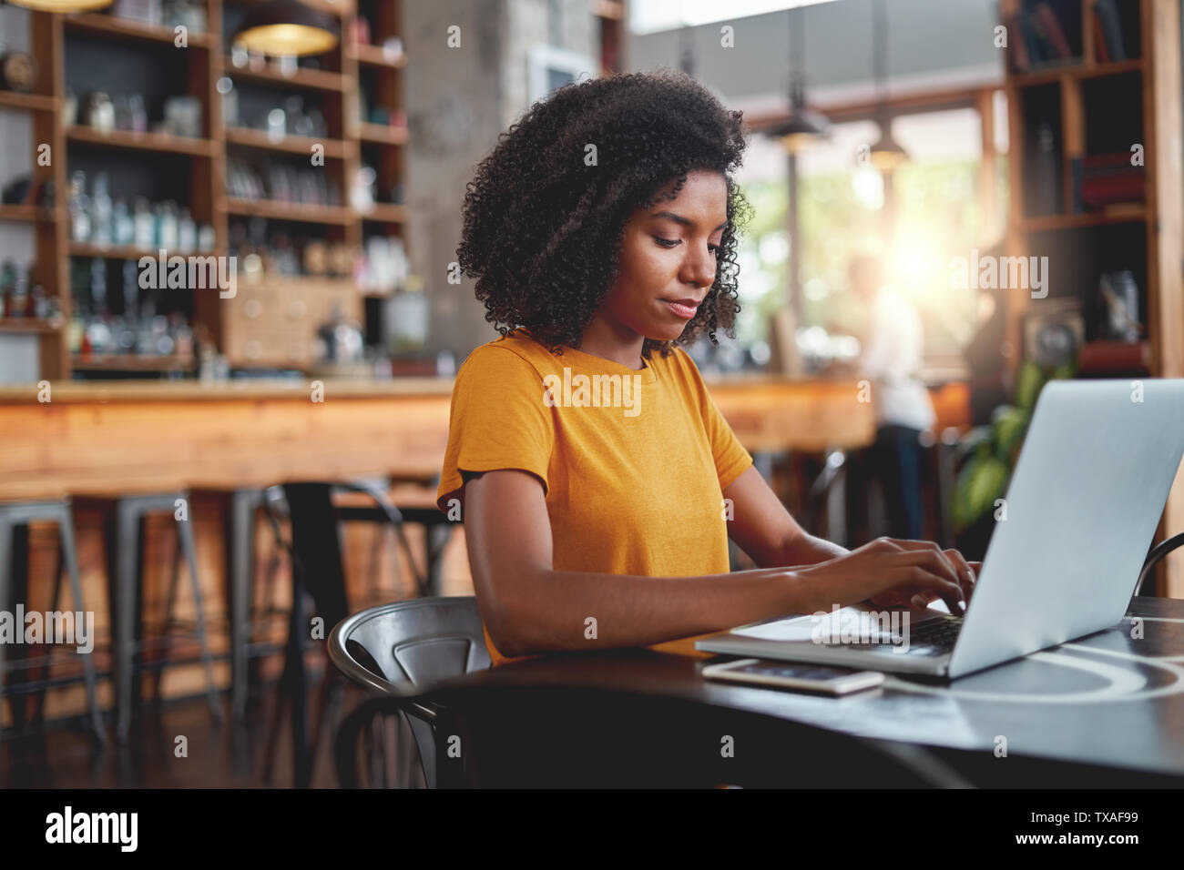 Woman using laptop in data hi-res stock photography and images - Alamy