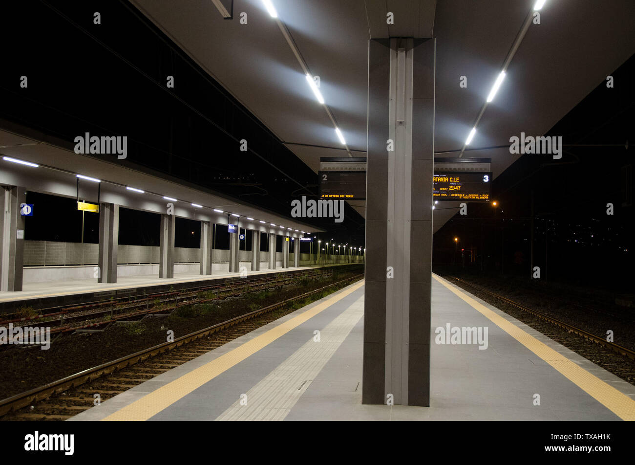 train station modern with very well ighted area and binary tracks for ...