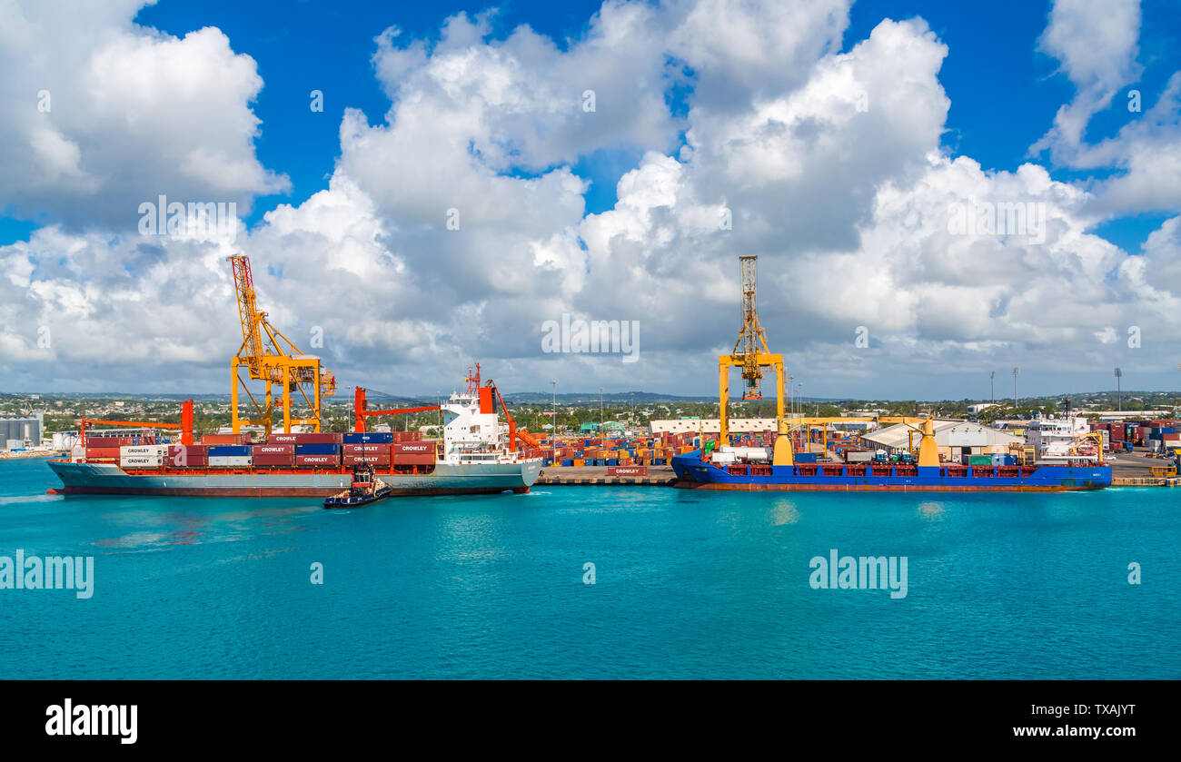 BRIDGETOWN, BARBADOS - December 15, 2016: Freighters now carry most of ...