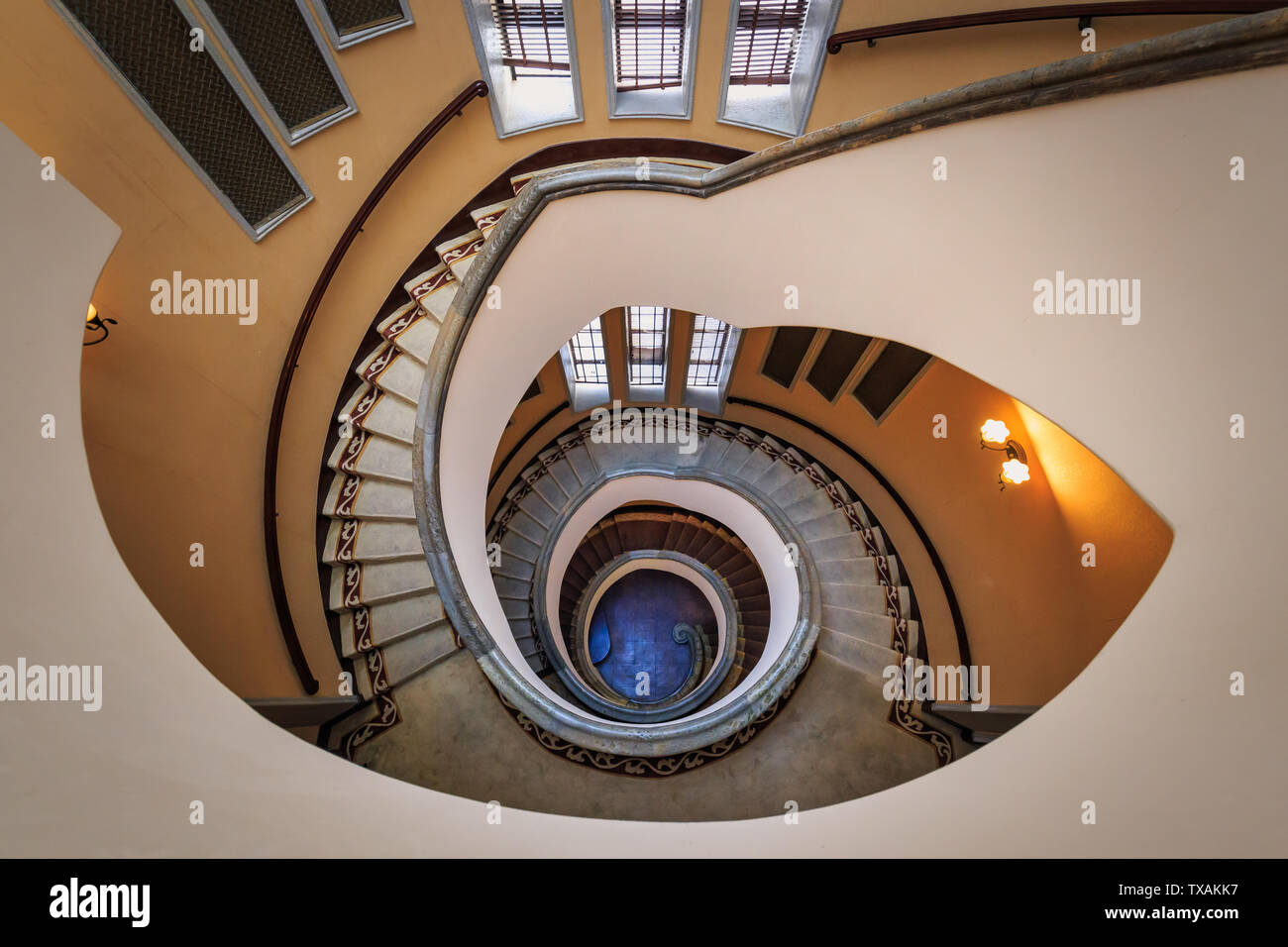 The ancient revolving staircase of Shanghai Bay mansion Stock Photo - Alamy