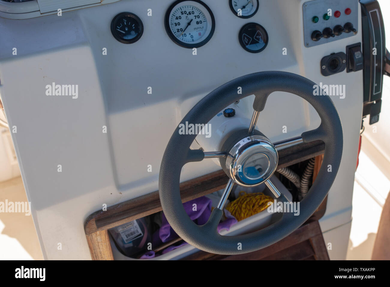 Joker Boat Clubman 21 RIB driving cockpit Stock Photo - Alamy