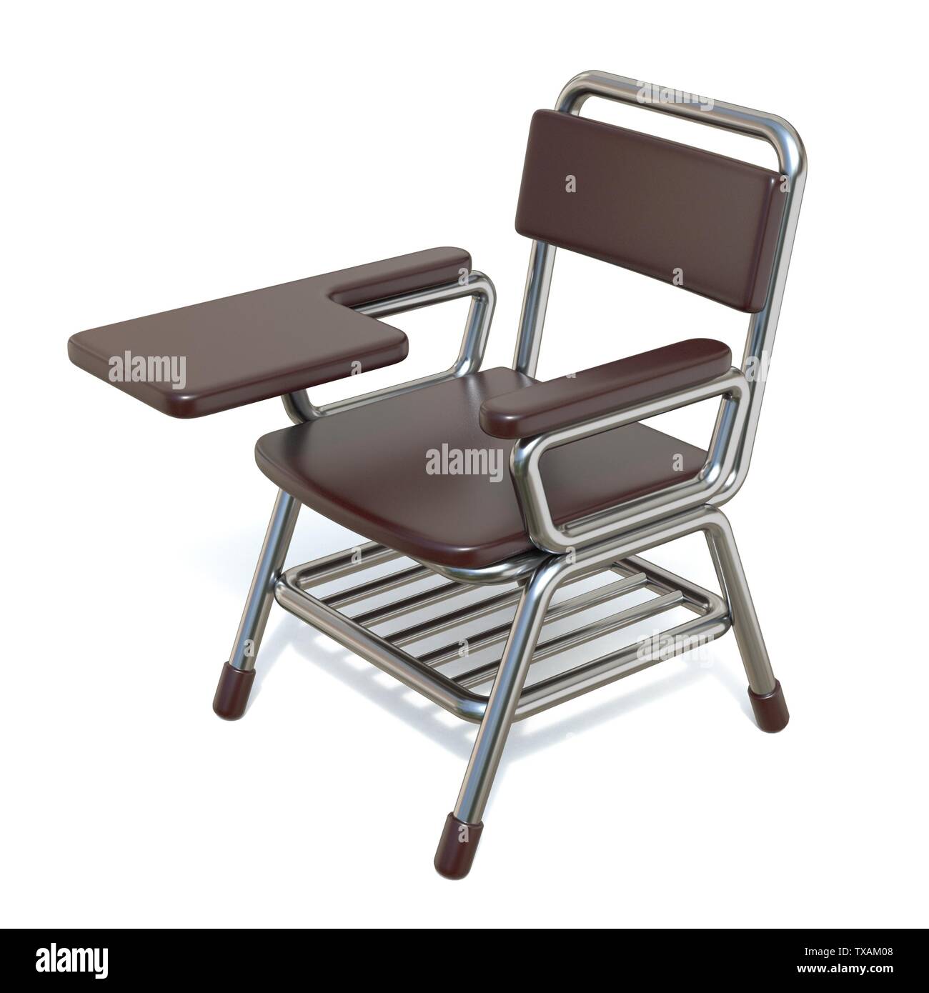 Writing pad student chair 3D render illustration isolated on white ...