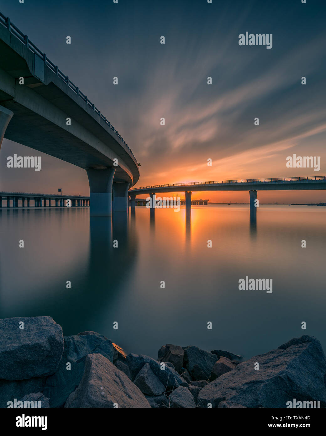 Bay Bridge in the sunset Stock Photo - Alamy
