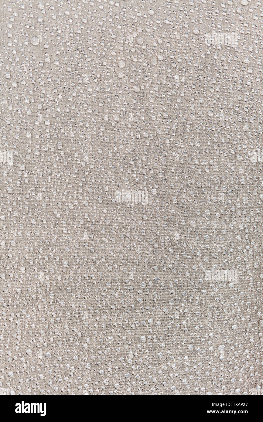 Texture of water drops on fabric textile close-up. Rain background ...