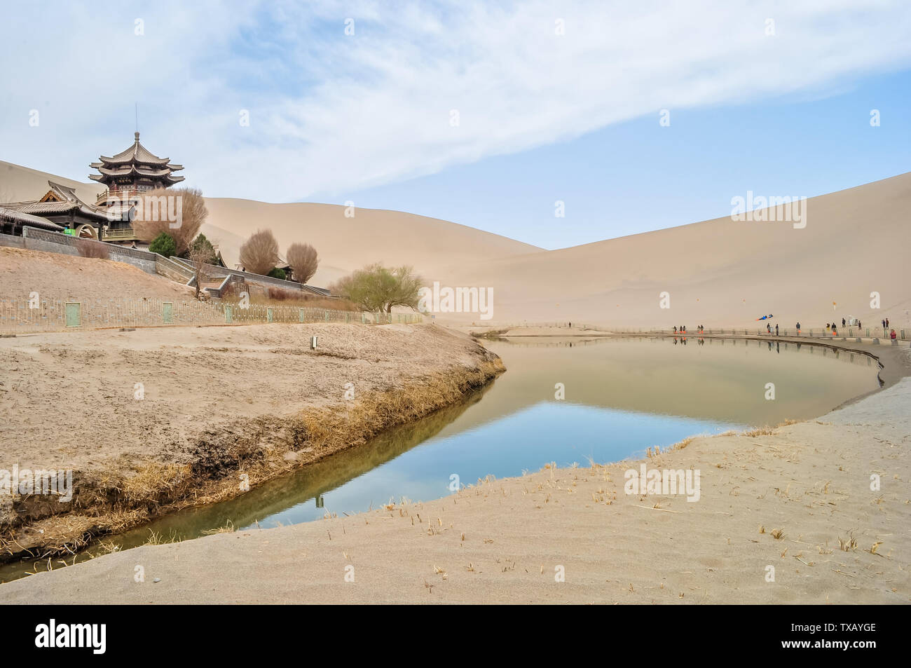 Crescent Spring in Mingsha Mountain, Dunhuang, Gansu Province Stock ...