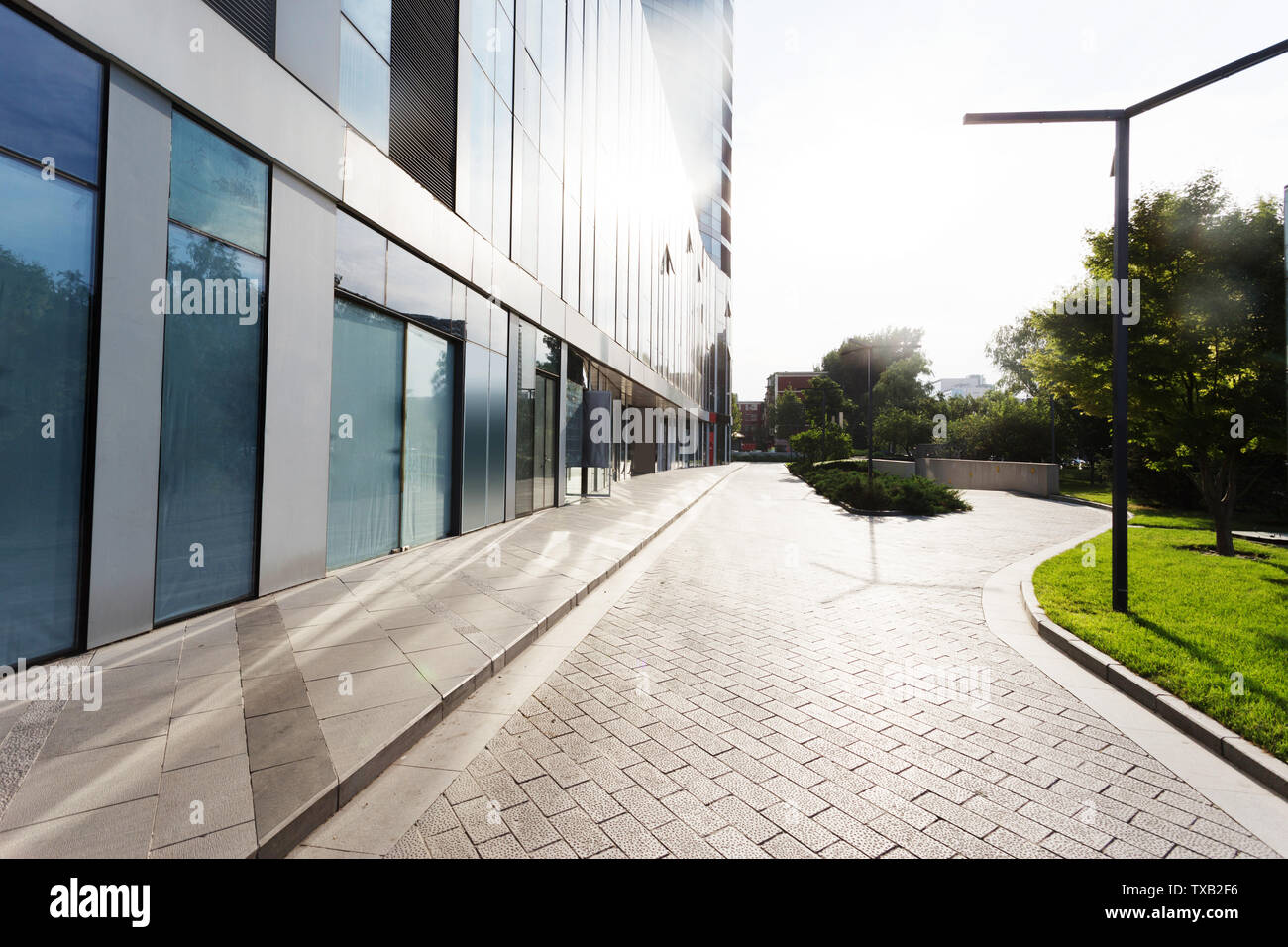 modern office building exterior and road Stock Photo - Alamy