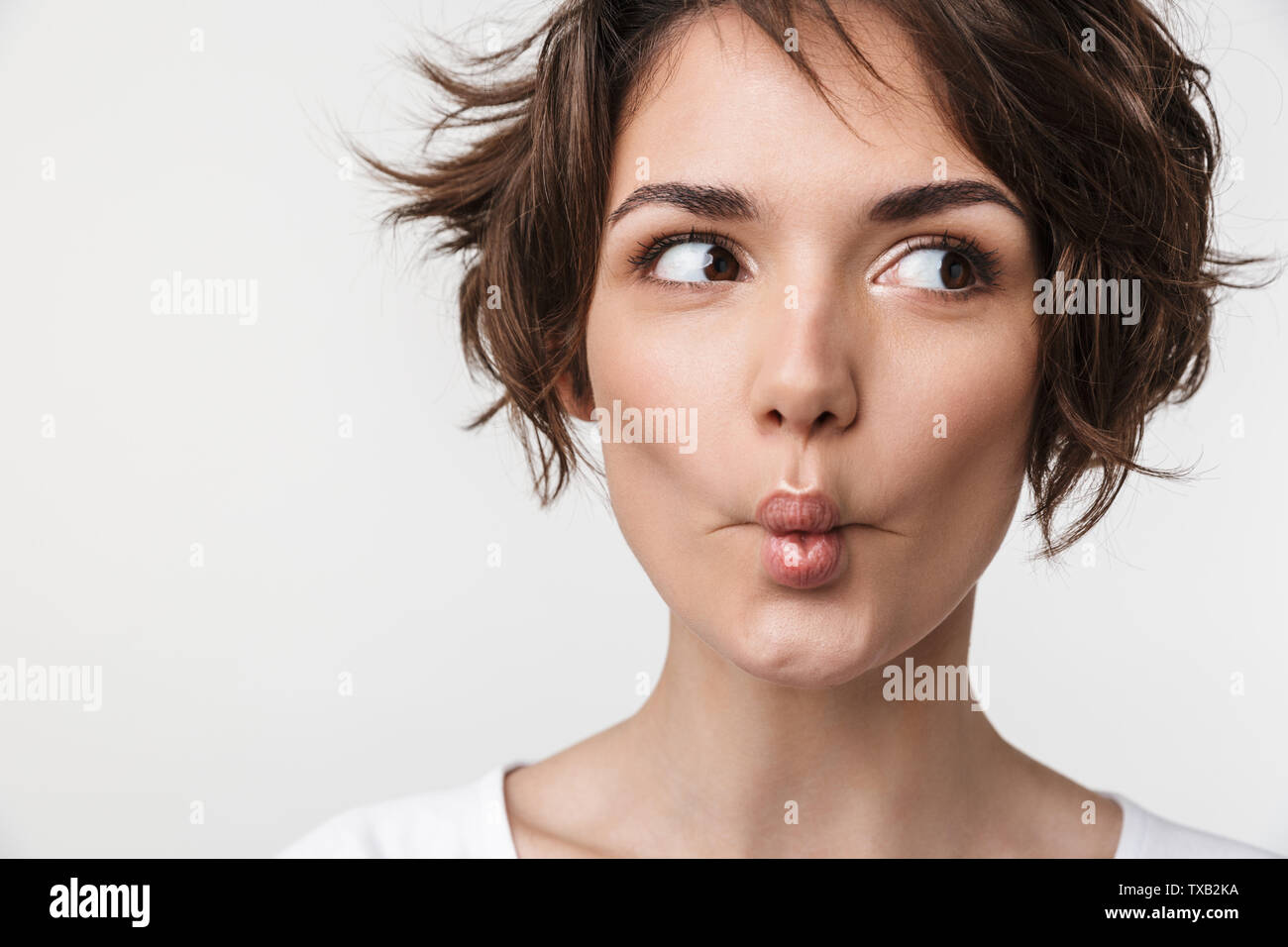Young beautiful woman fish lips hi-res stock photography and images - Alamy