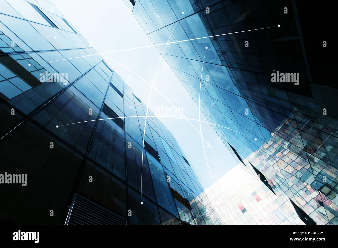 network connection between modern office buildings Stock Photo - Alamy