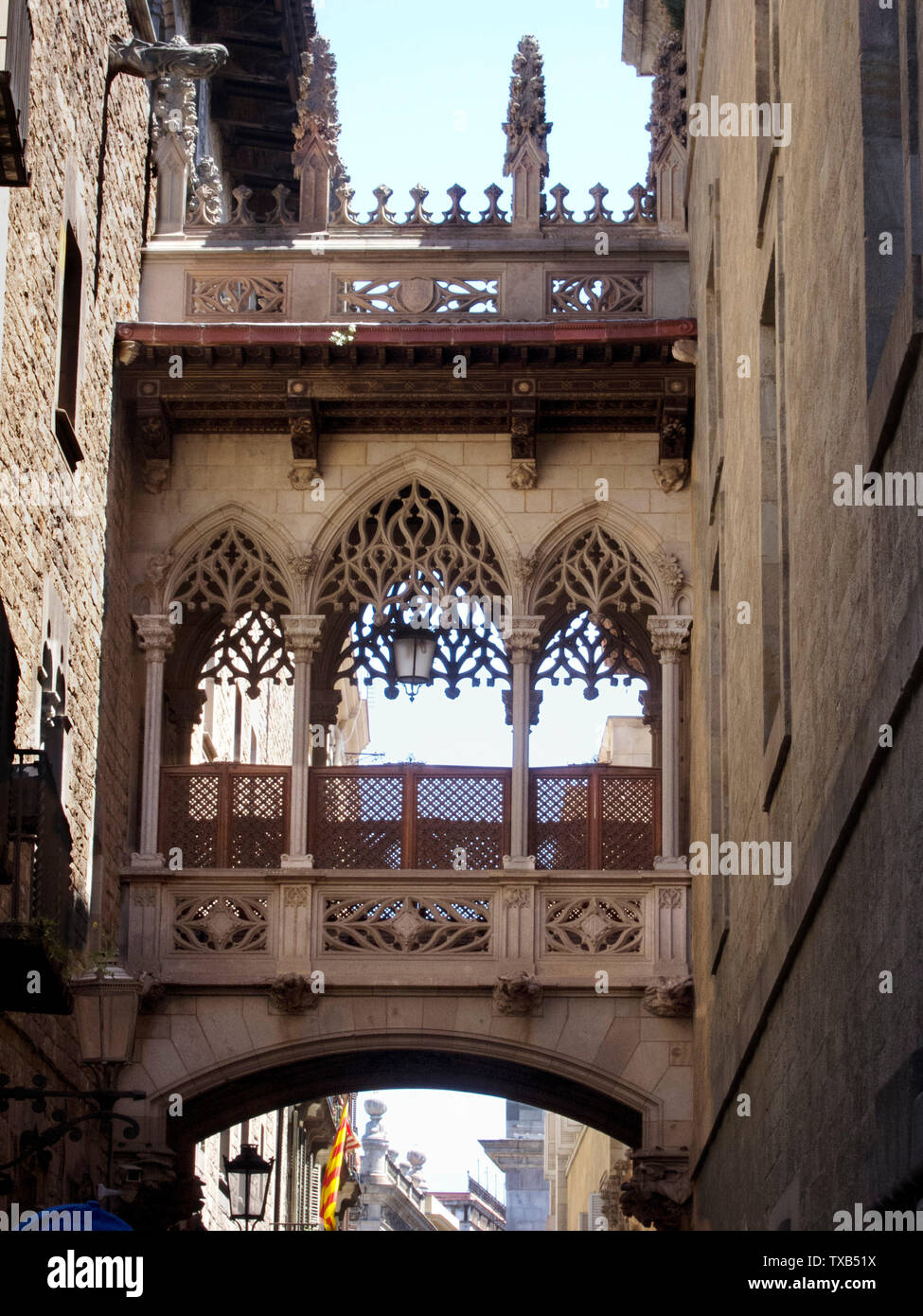 The Gothic Quarter neighborhood architecture in Barcelona, Spain Stock ...