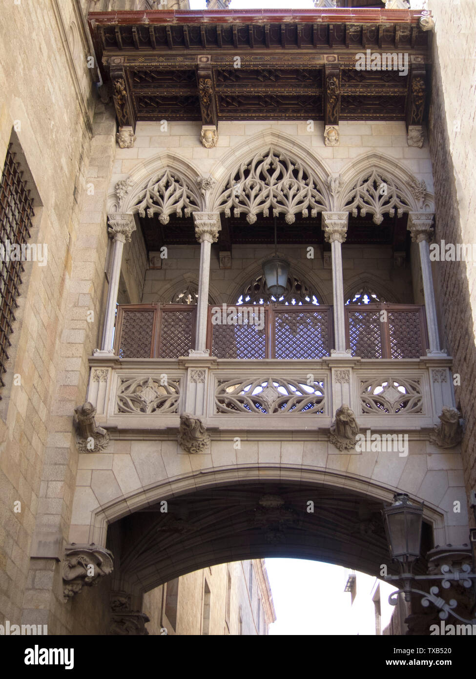 The Gothic Quarter neighborhood architecture in Barcelona, Spain Stock ...
