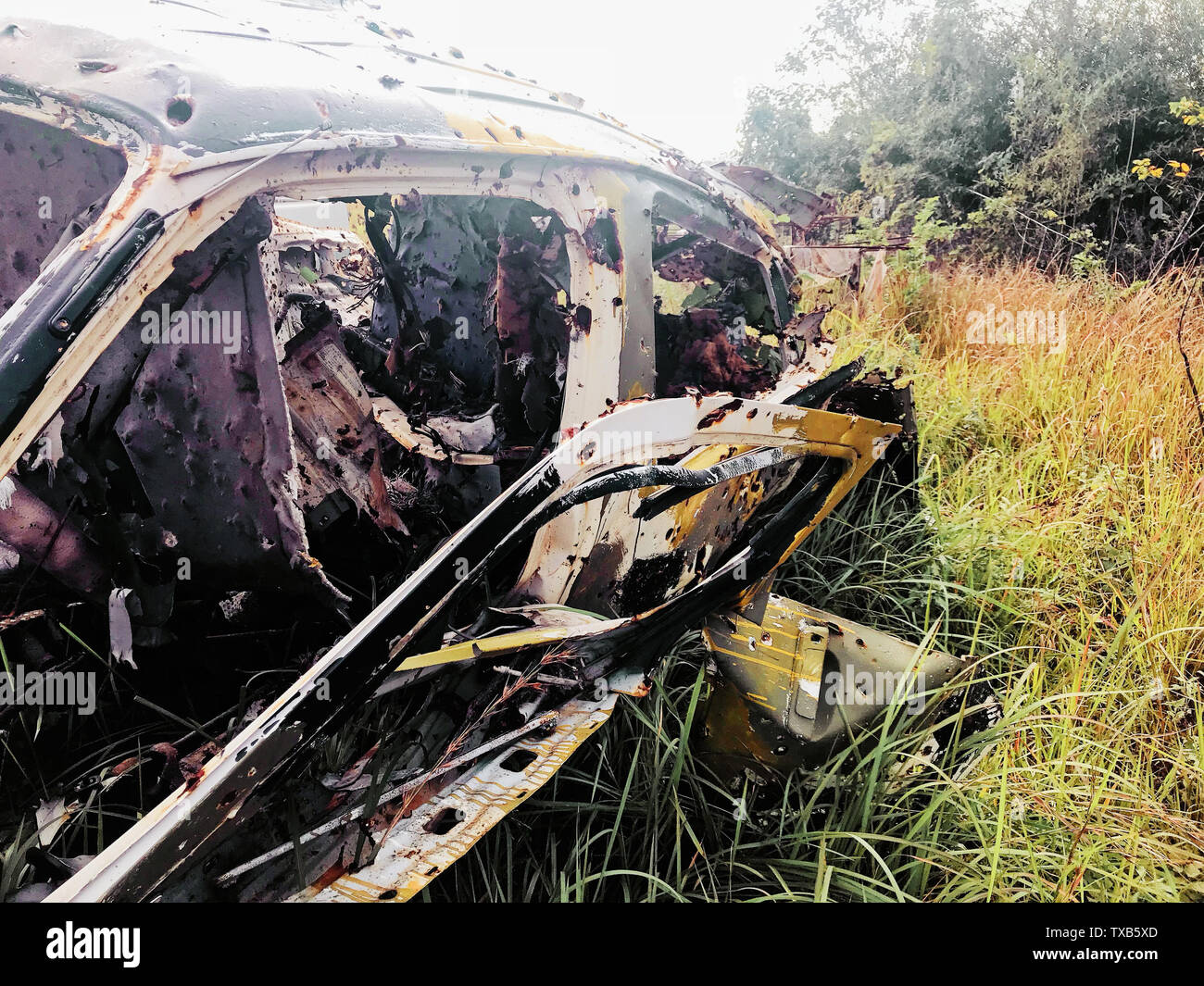 An armored vehicle that was shot through Stock Photo - Alamy