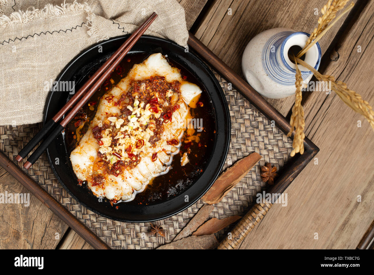 Spicy boiled fish Stock Photo - Alamy