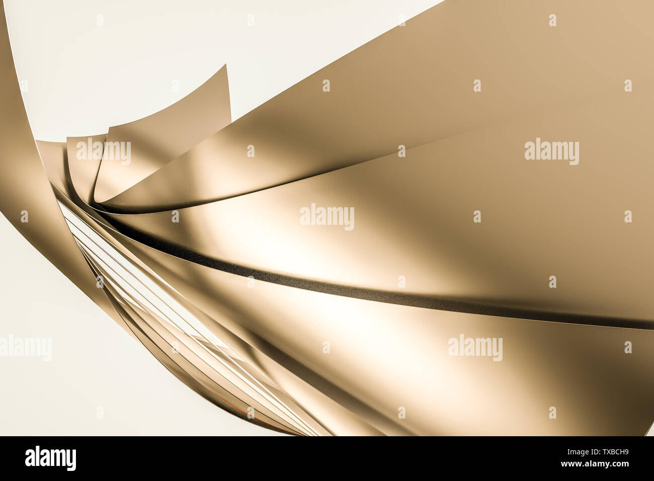 Three-dimensional rendering, gold metal curved surface background Stock ...