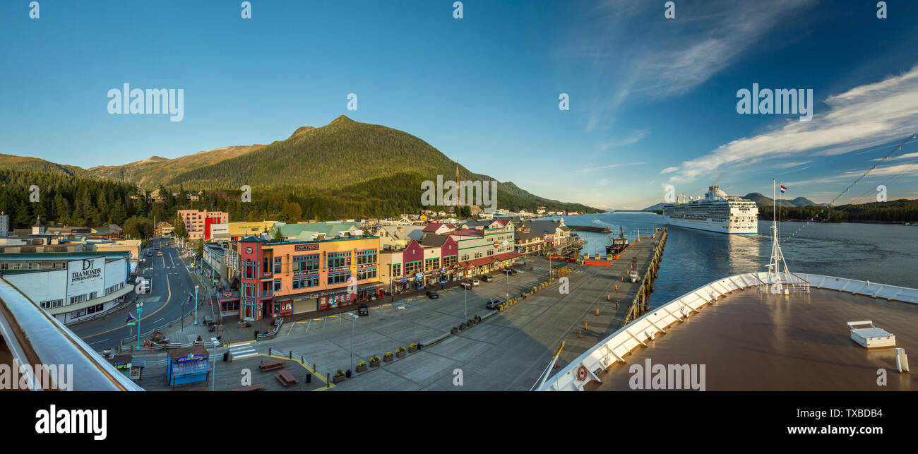 Sept 17, 2018 - Ketchikan, AK: Panorama of Tongass Channel, waterfront ...