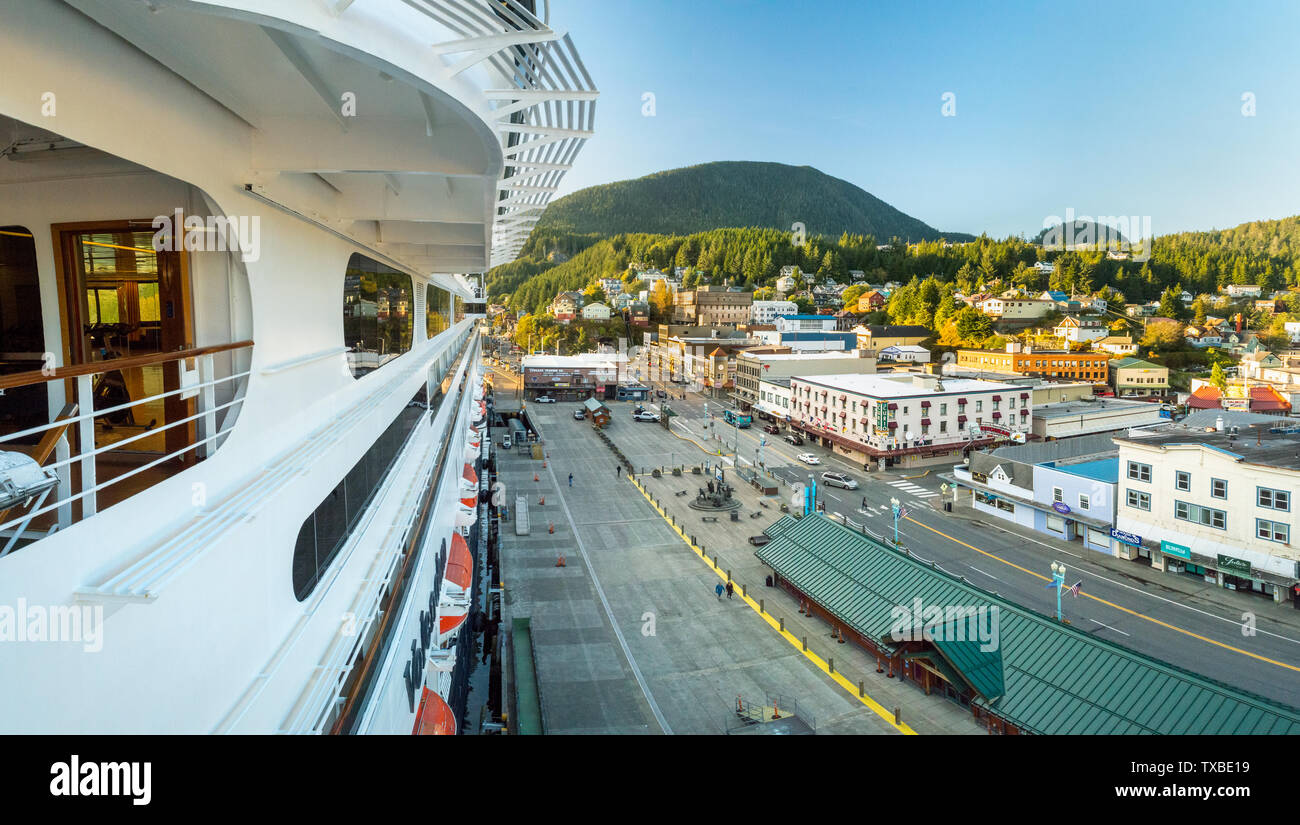 Sept 17, 2018 - Ketchikan, AK: Elevated view, cruise ship docks, from ...