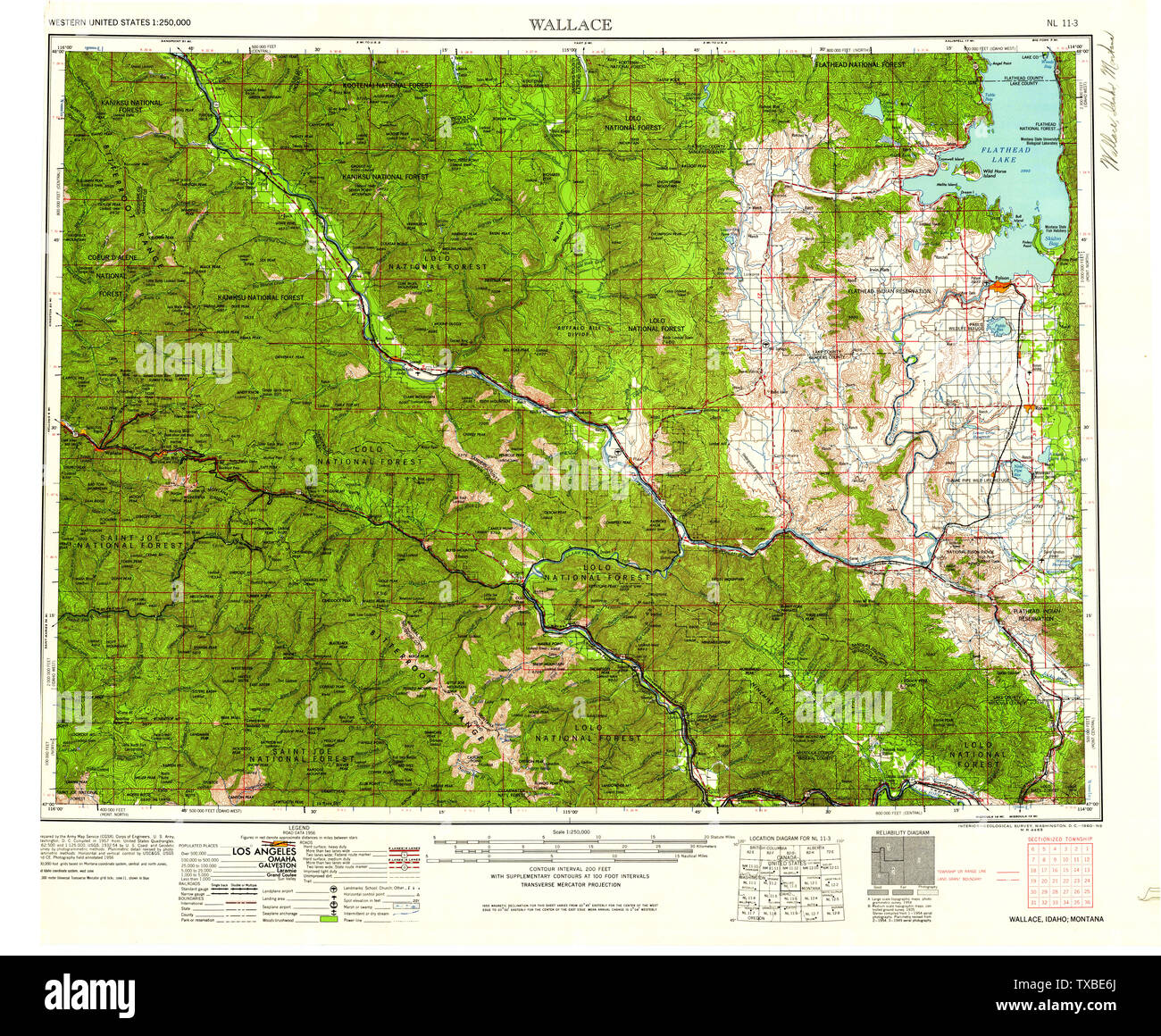 USGS TOPO Map Idaho ID Wallace 239687 1960 250000 Restoration Stock ...