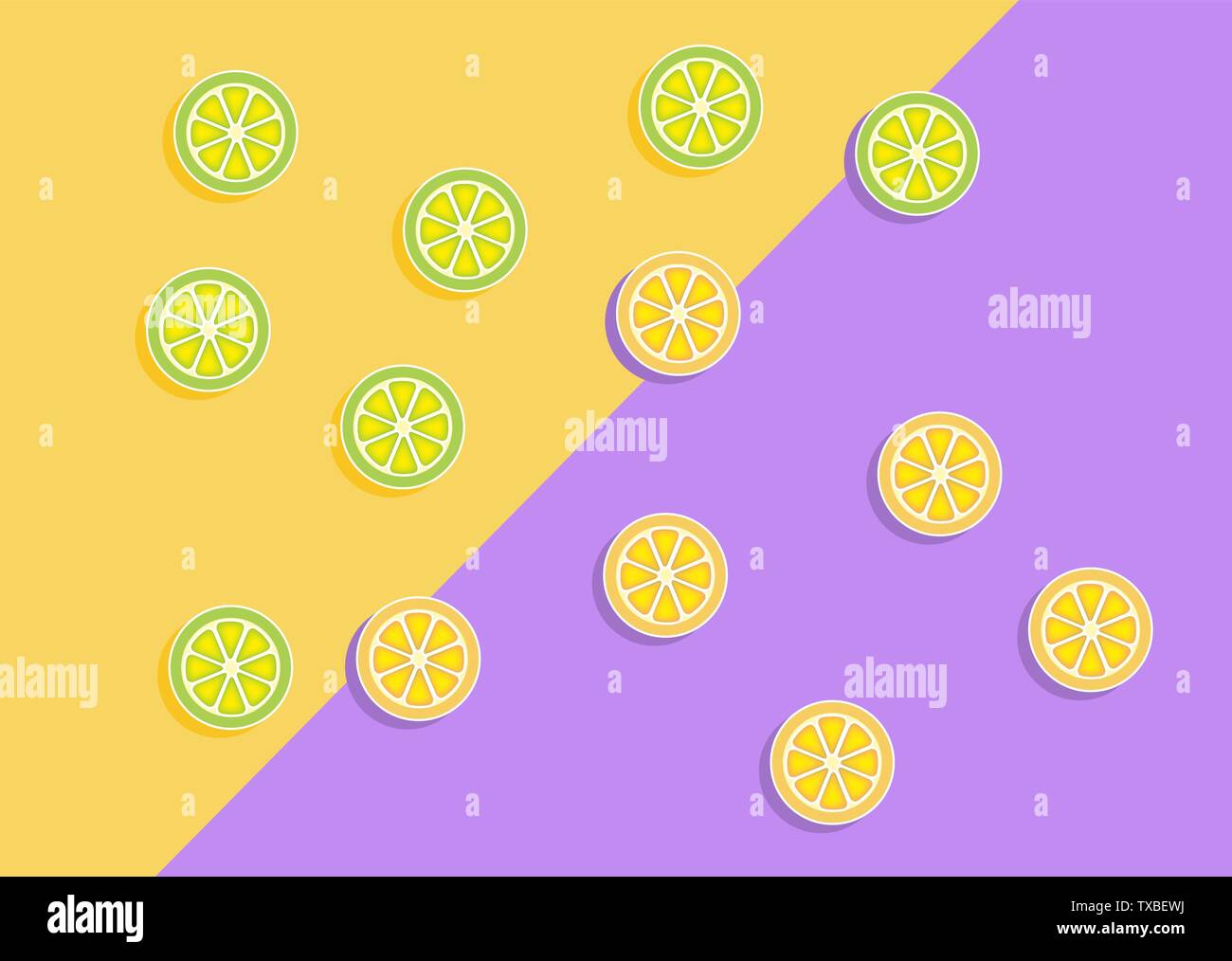 Lemon and lime in vibrant colors background. Concept pop art. Creative ...
