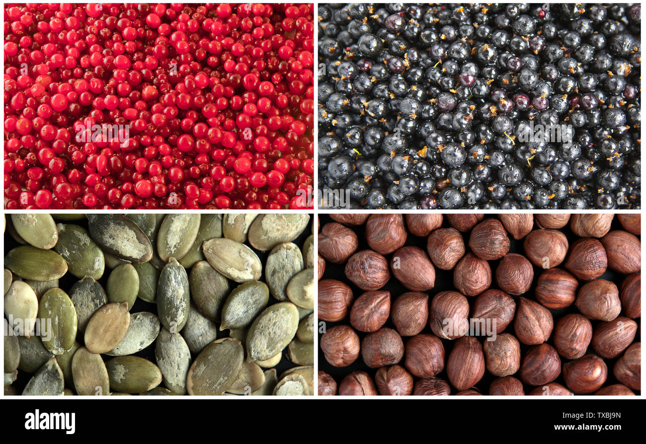 Set of food background texture: nuts, berries Stock Photo - Alamy