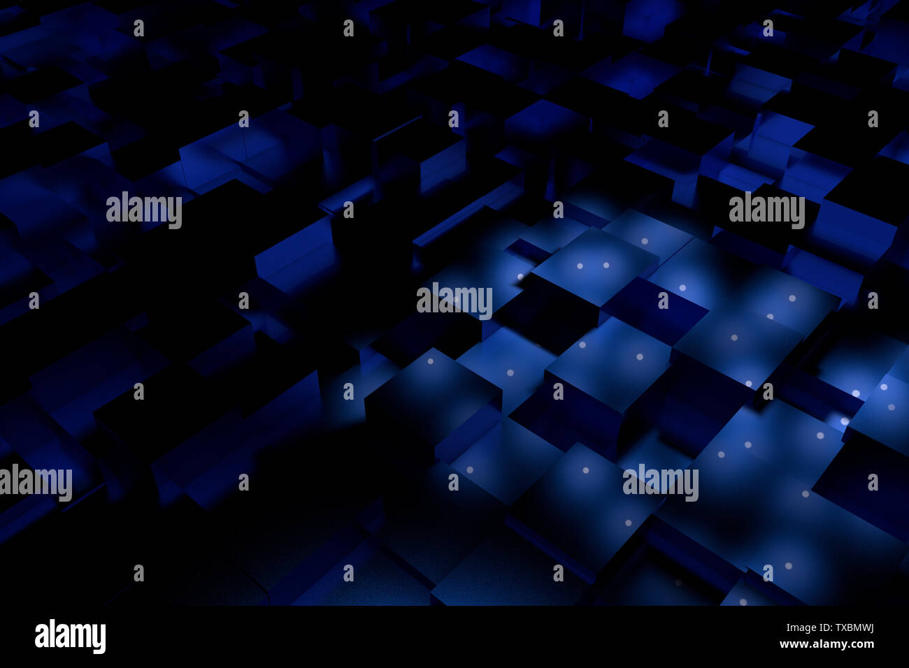Dark blue tech-sensitive cube Stock Photo - Alamy