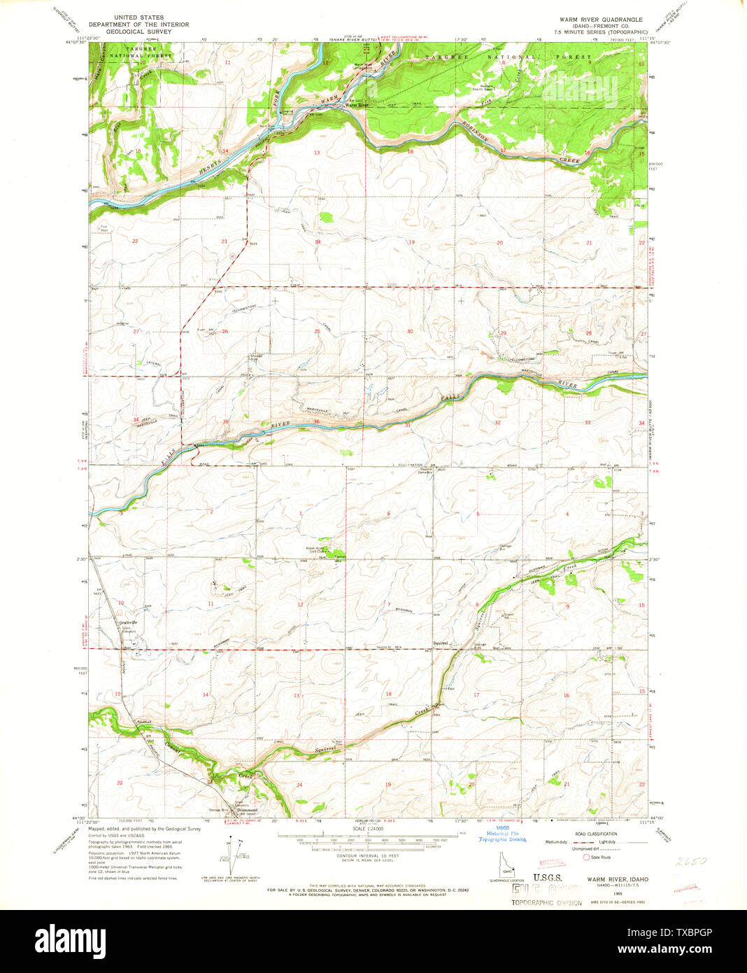 USGS TOPO Map Idaho ID Warm River 238688 1965 24000 Restoration Stock ...
