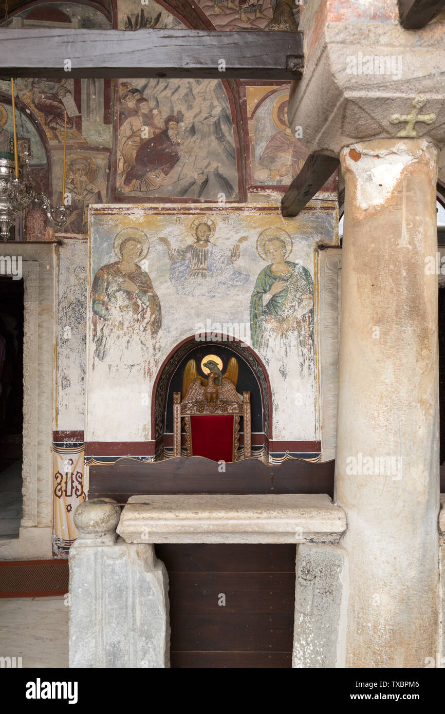 Ancient frescos of St. John and Jesus on the walls of the Monastery of ...