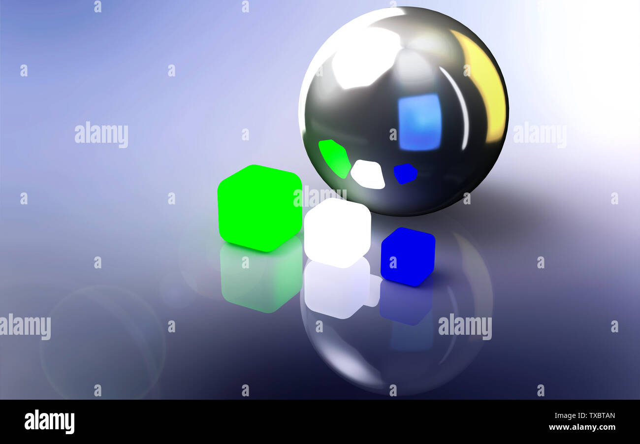 3D Illustration of a Sphere and Blocks Stock Photo - Alamy