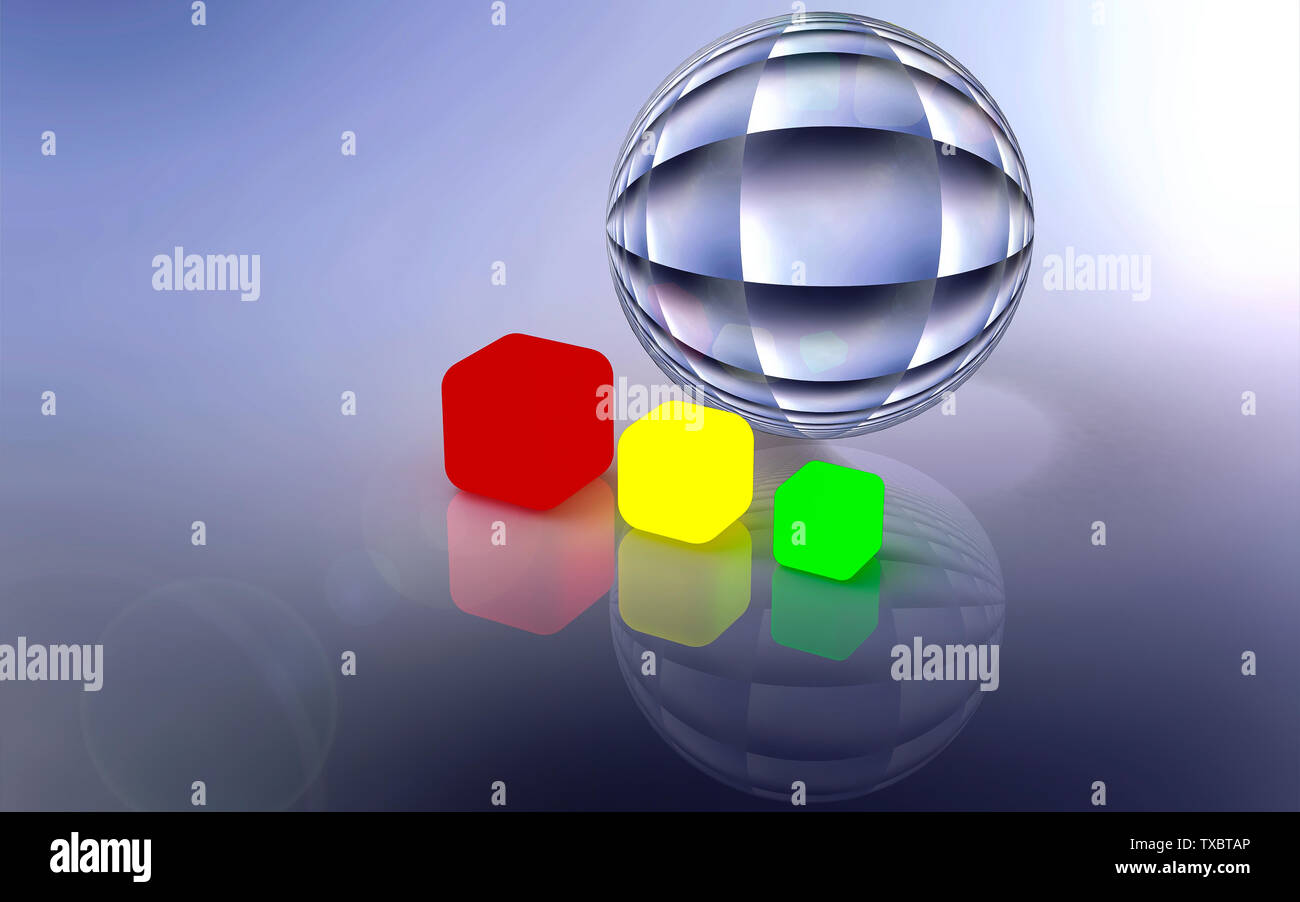 3D Illustration of a Sphere and Blocks Stock Photo - Alamy