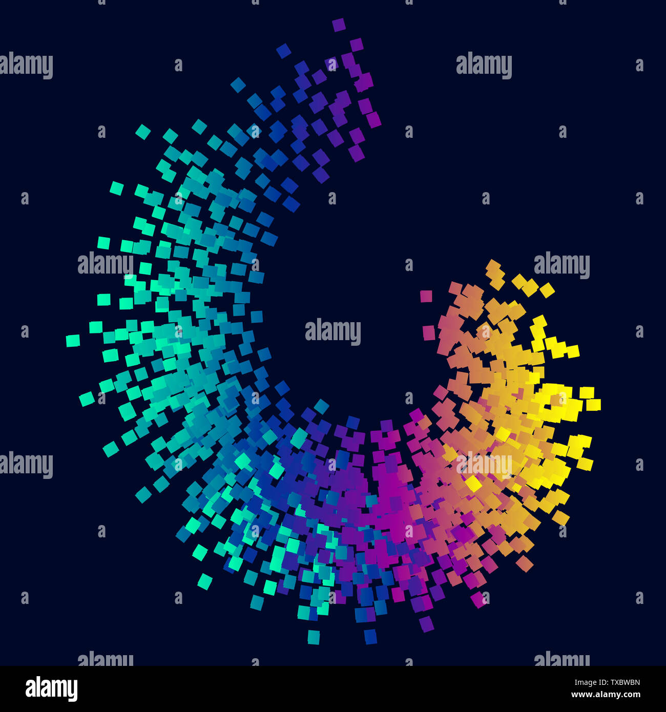 Color square particles form glowing abstract background Stock Photo - Alamy