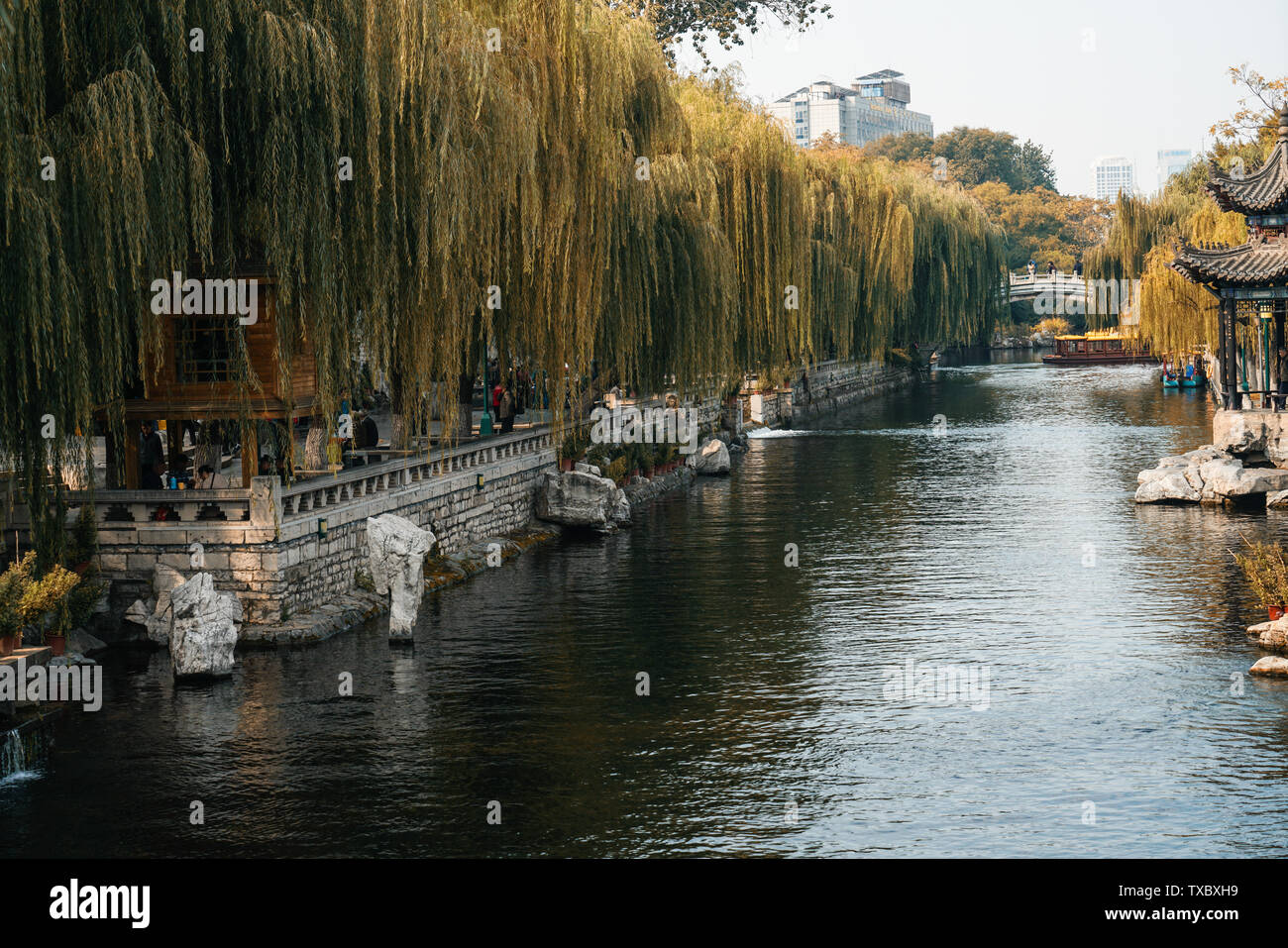 Scenery of Black Tiger Spring Moat Park in Jinan, Shandong Province ...