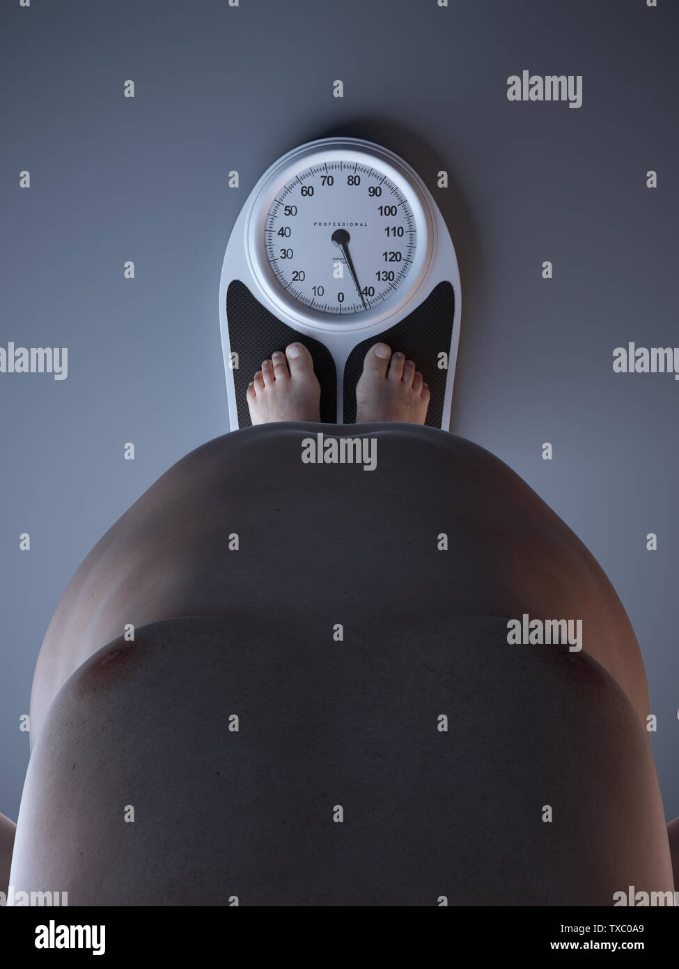 Fat man on scale hi-res stock photography and images - Alamy