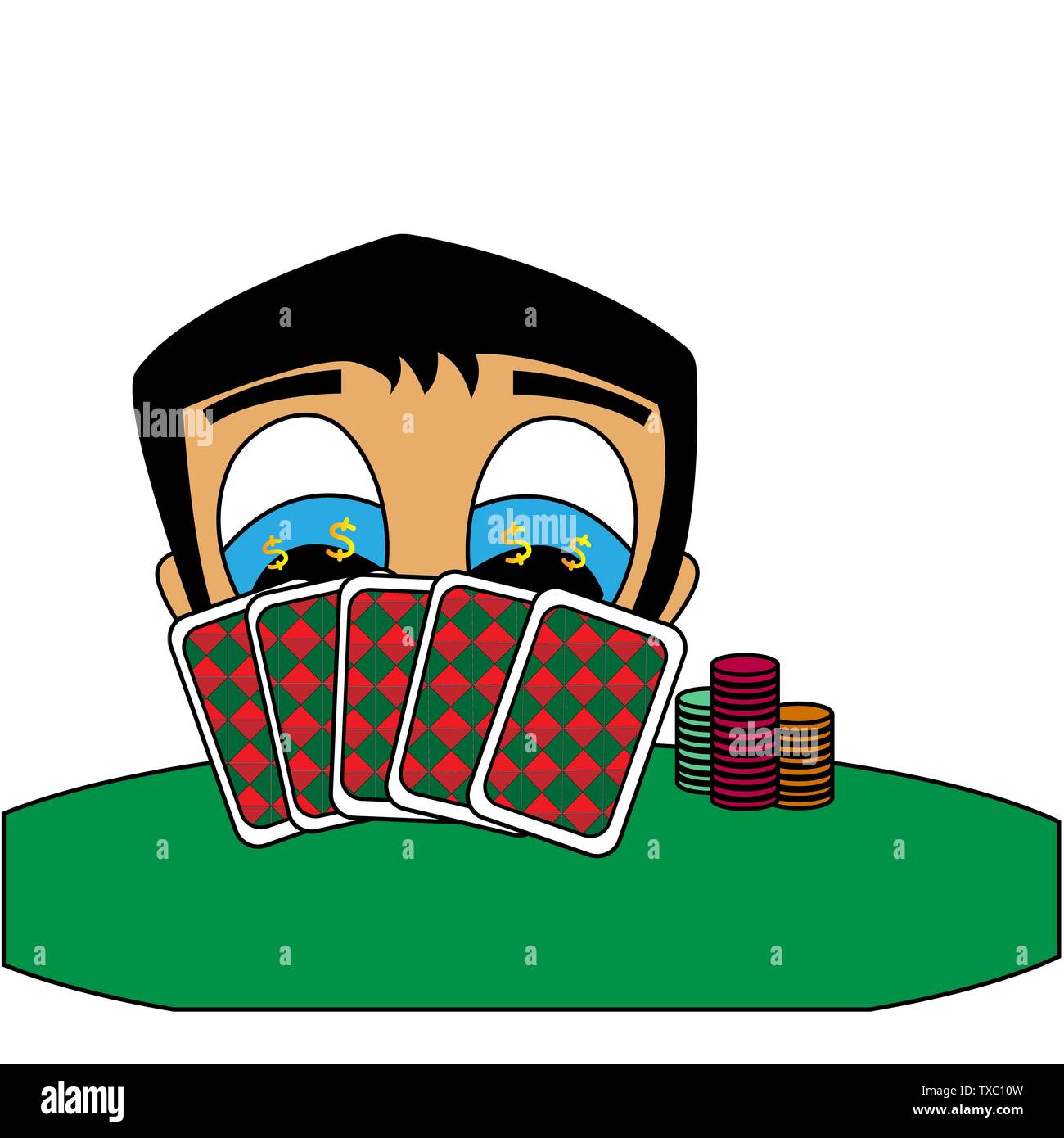 Poker player wins money. Isolated stock vector illustration Stock ...